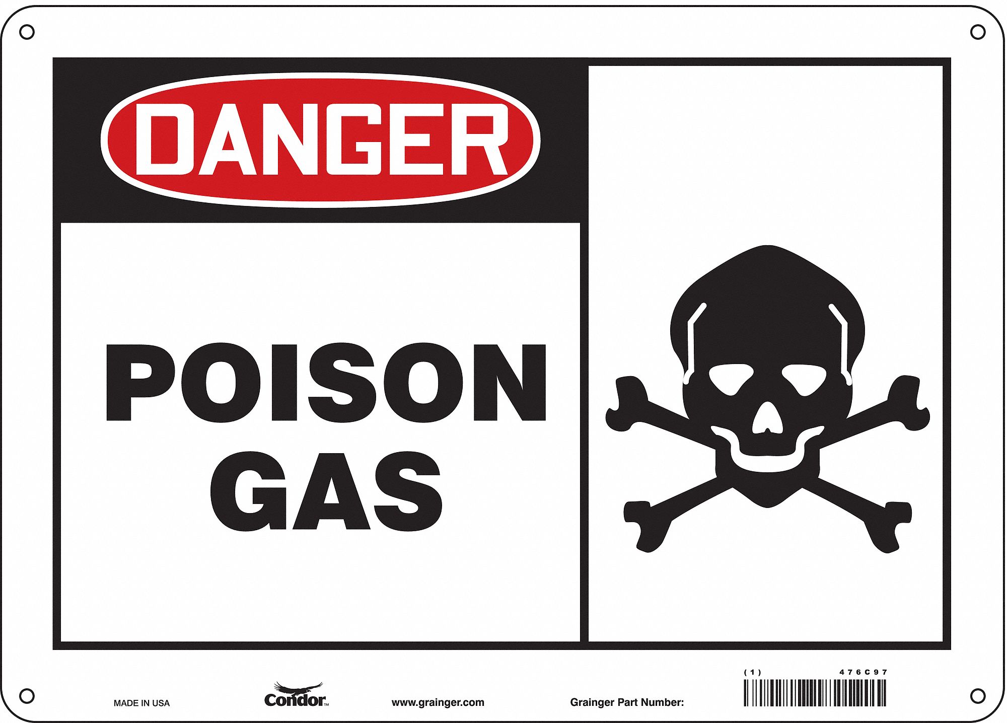 Polyethylene, Mounting Holes Sign Mounting, Safety Sign - 476C97|476C97 ...