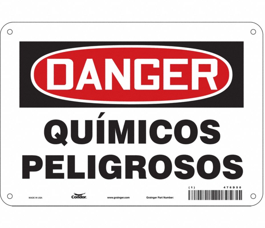 CONDOR Letrero de Sustancias Químicas, Encabezado: Danger, Material ...