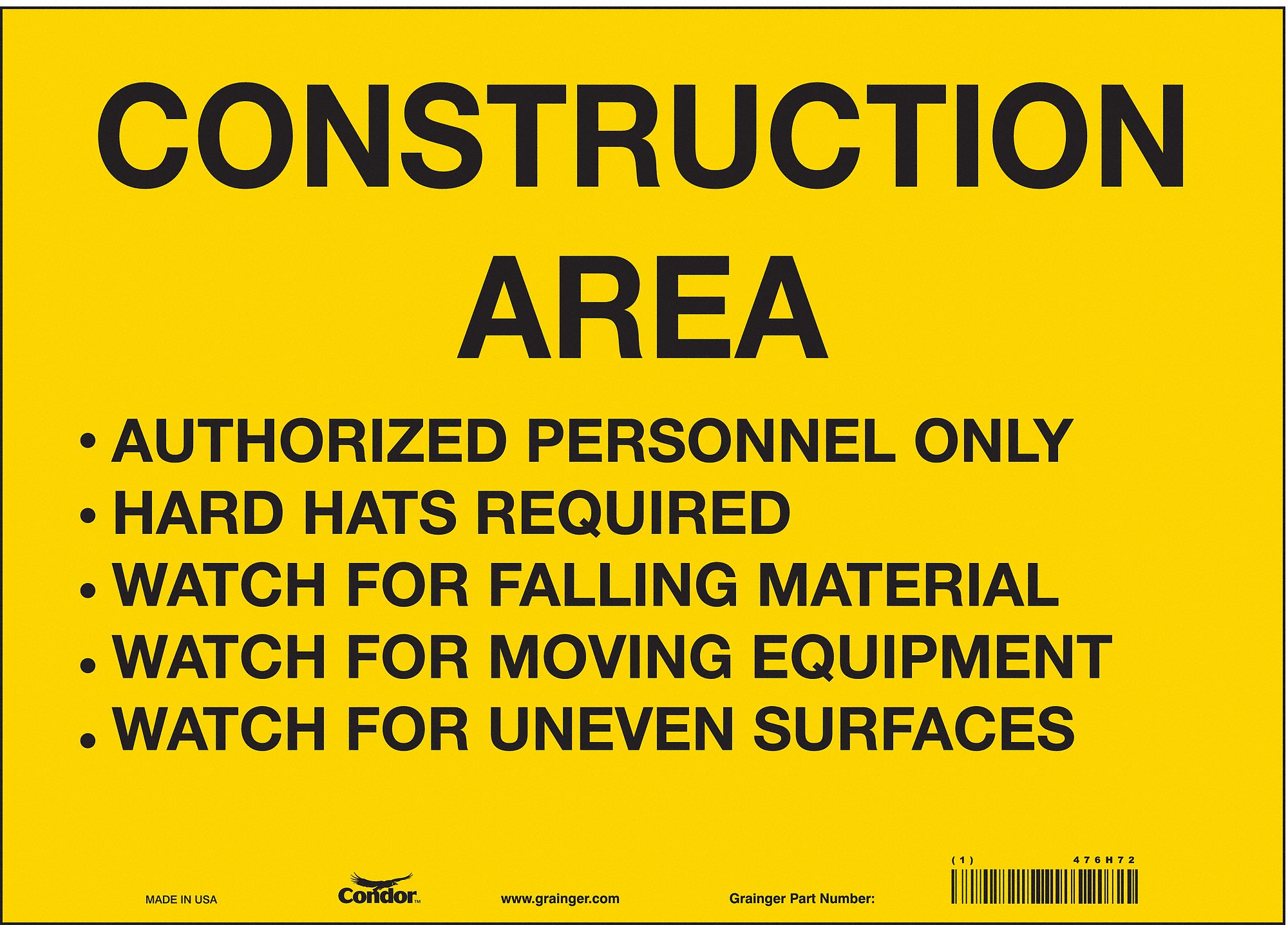 Vinyl, Adhesive Sign Mounting, Safety Sign - 476H72|476H72 - Grainger