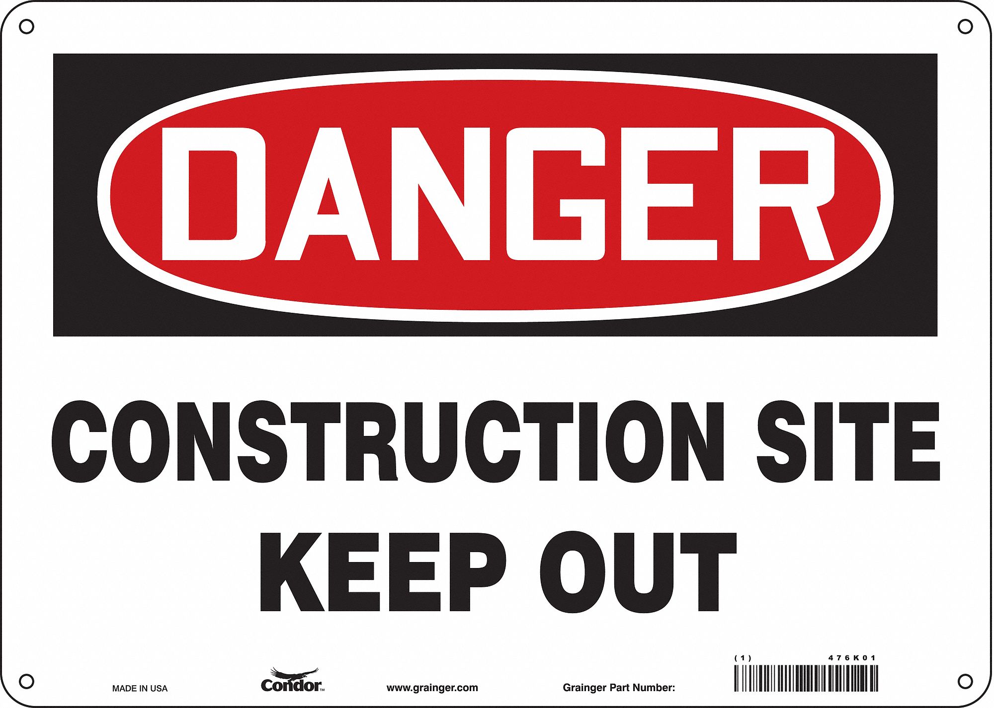 Aluminum, Mounting Holes Sign Mounting, Safety Sign - 476K01|476K01 ...