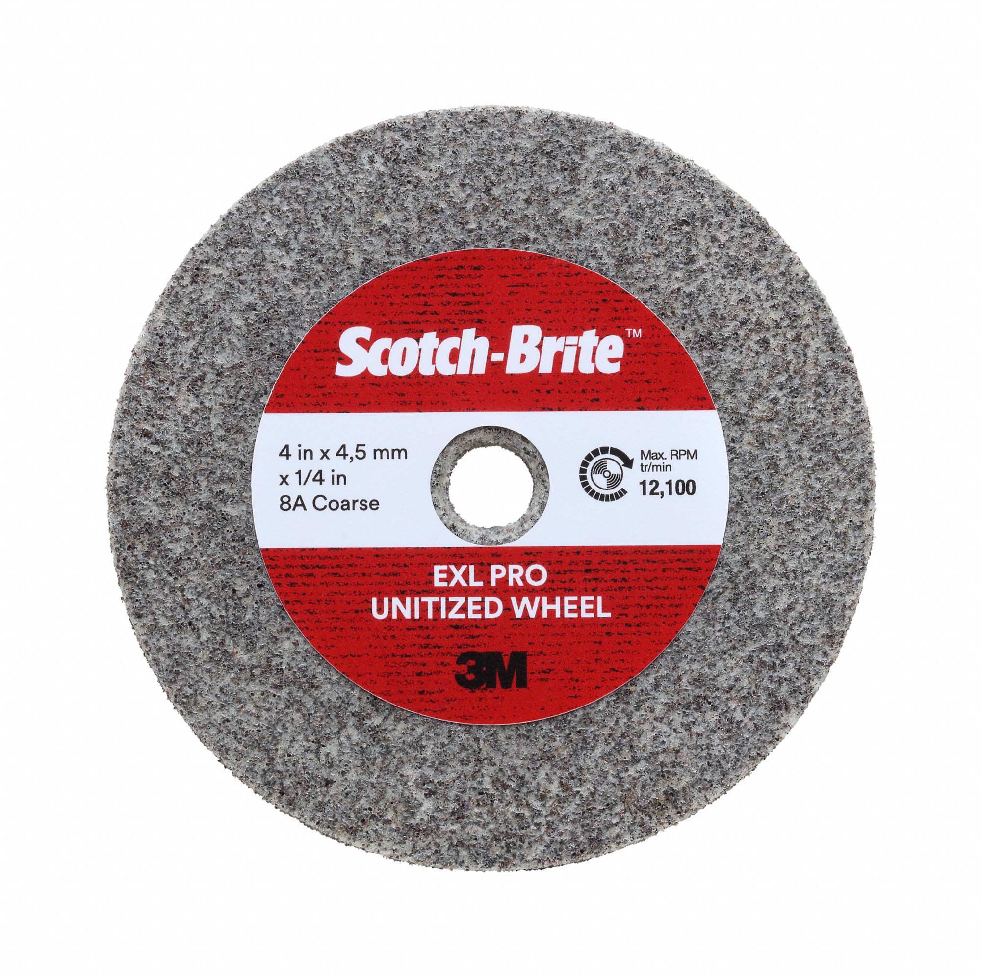 SCOTCH-BRITE, 8 in Dia x 3/16 in W, 1 in Arbor Hole, Unitized Wheel ...
