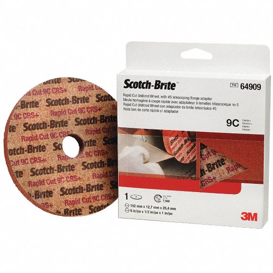 SCOTCH-BRITE, 6 in Dia x 1/2 in W, 1 in Arbor Hole, Unitized Wheel ...