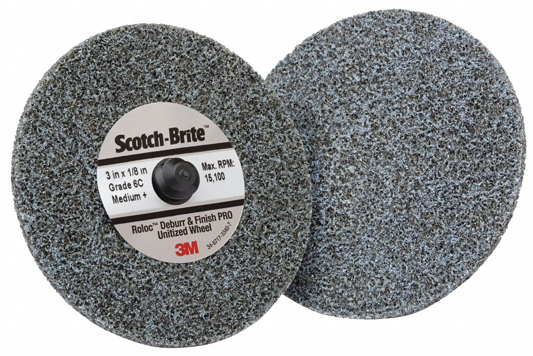 SCOTCH-BRITE, 3 in Dia x 1/8 in W, TR Quick-Change, Unitized Wheel ...