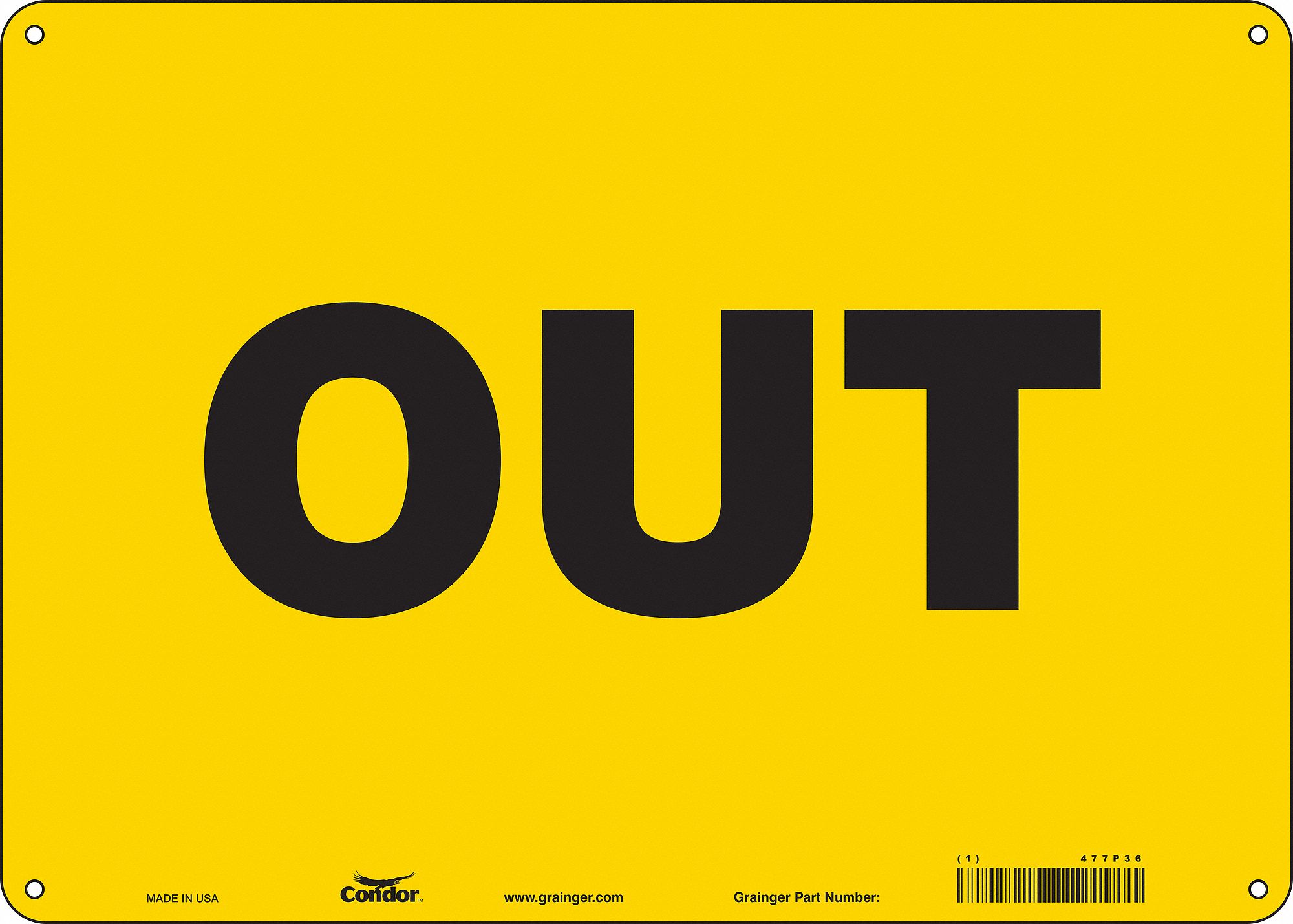 CONDOR Safety Sign: Fiberglass, Mounting Holes Sign Mounting, 10 in x ...