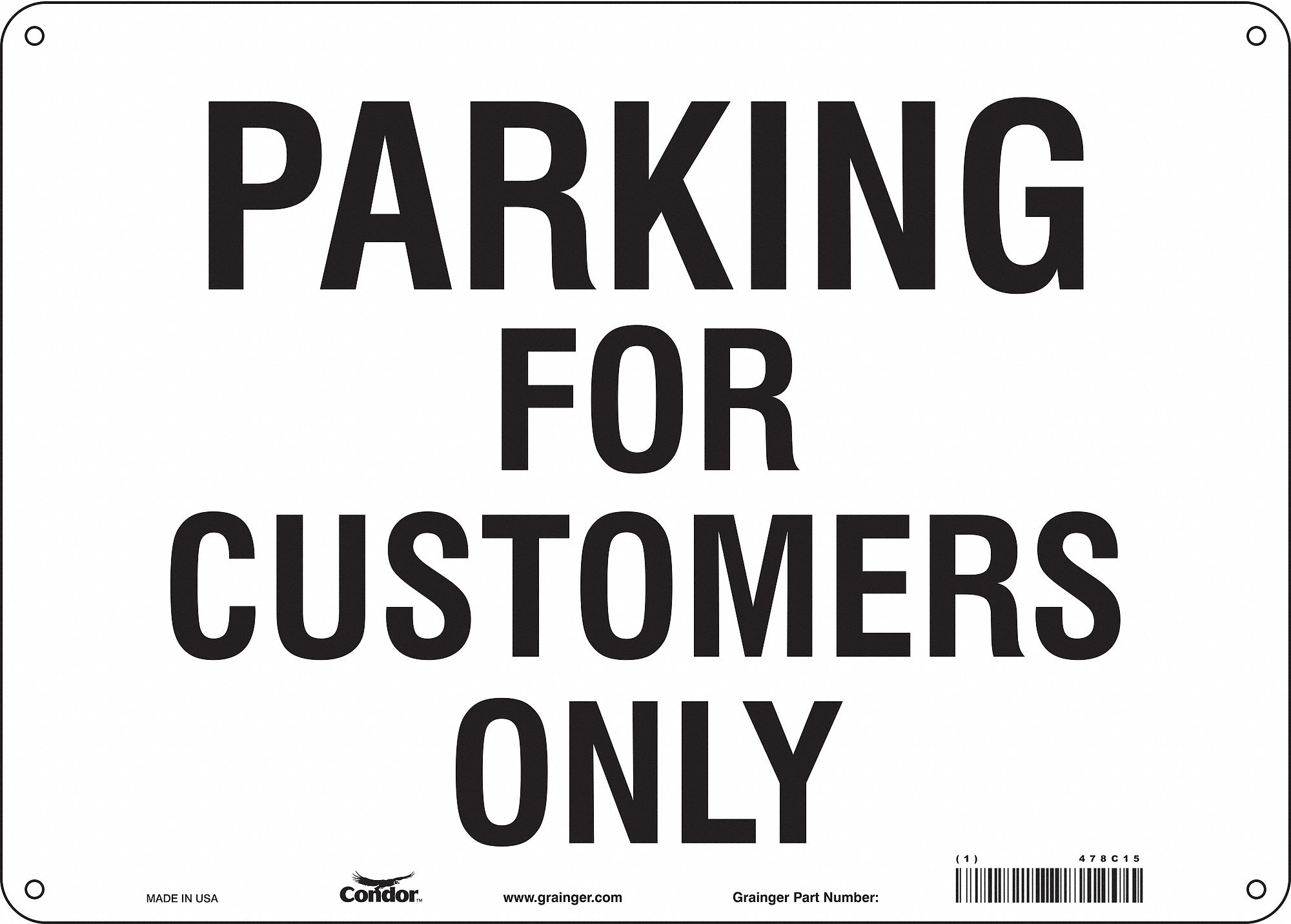 CONDOR Customer Parking Sign, Sign Legend Parking For Customers Only ...