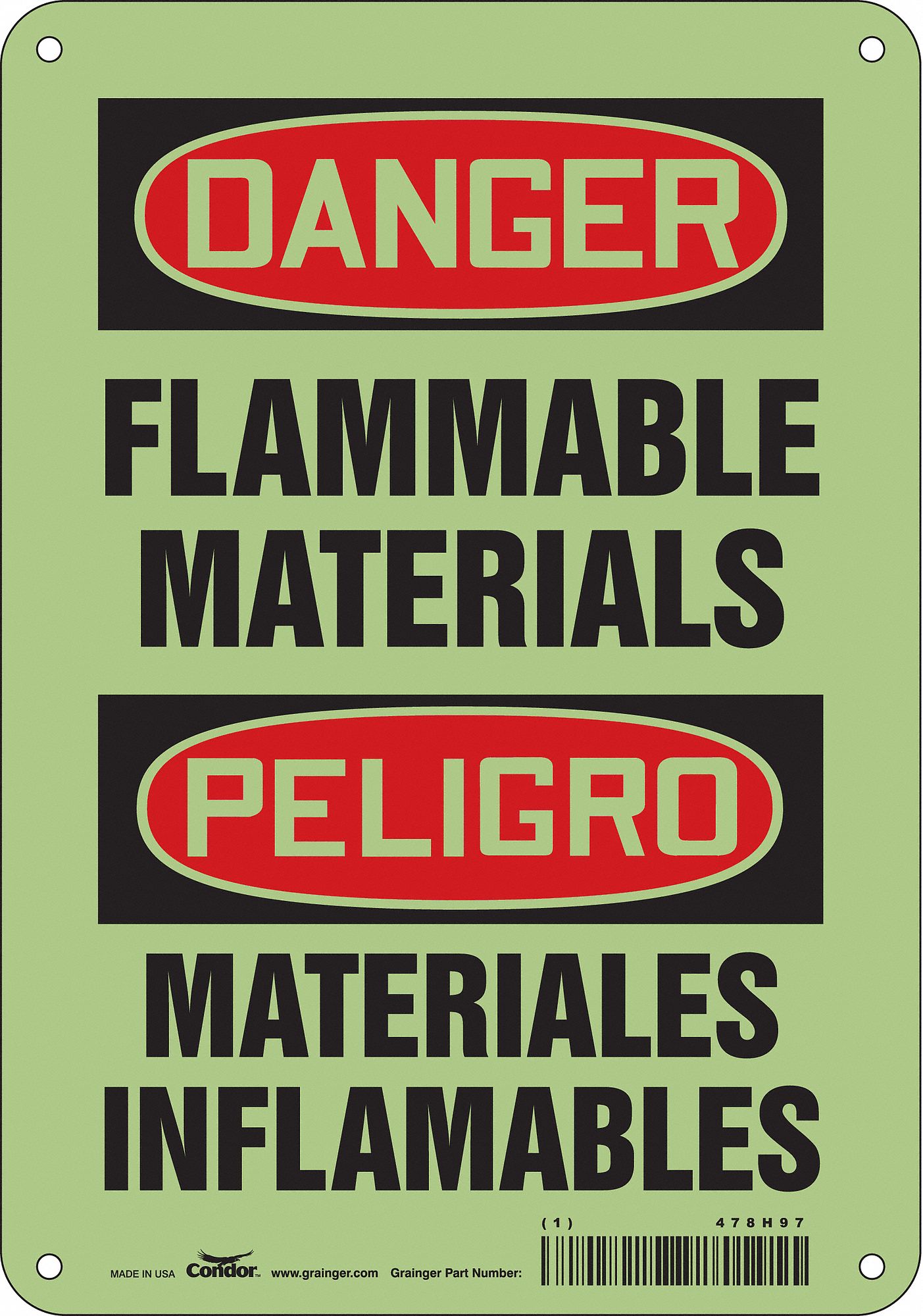 Polyethylene, Mounting Holes Sign Mounting, Safety Sign - 478H97|478H97 ...