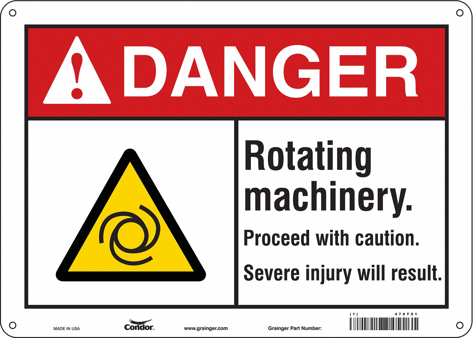 Aluminum, Mounting Holes Sign Mounting, Safety Sign - 478T01|478T01 ...