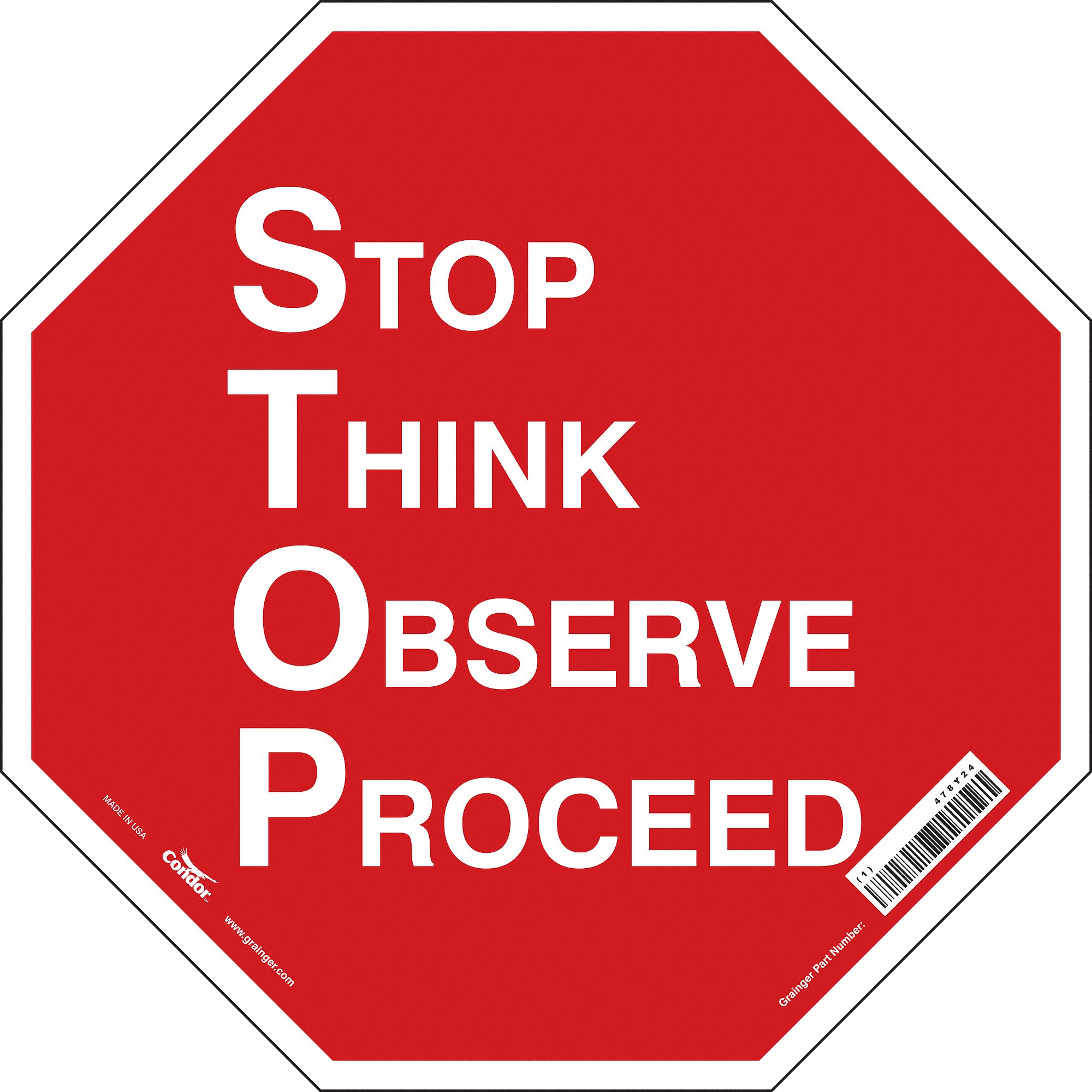 CONDOR Safety Sign, Sign Format Other Format, Stop Think Observe ...