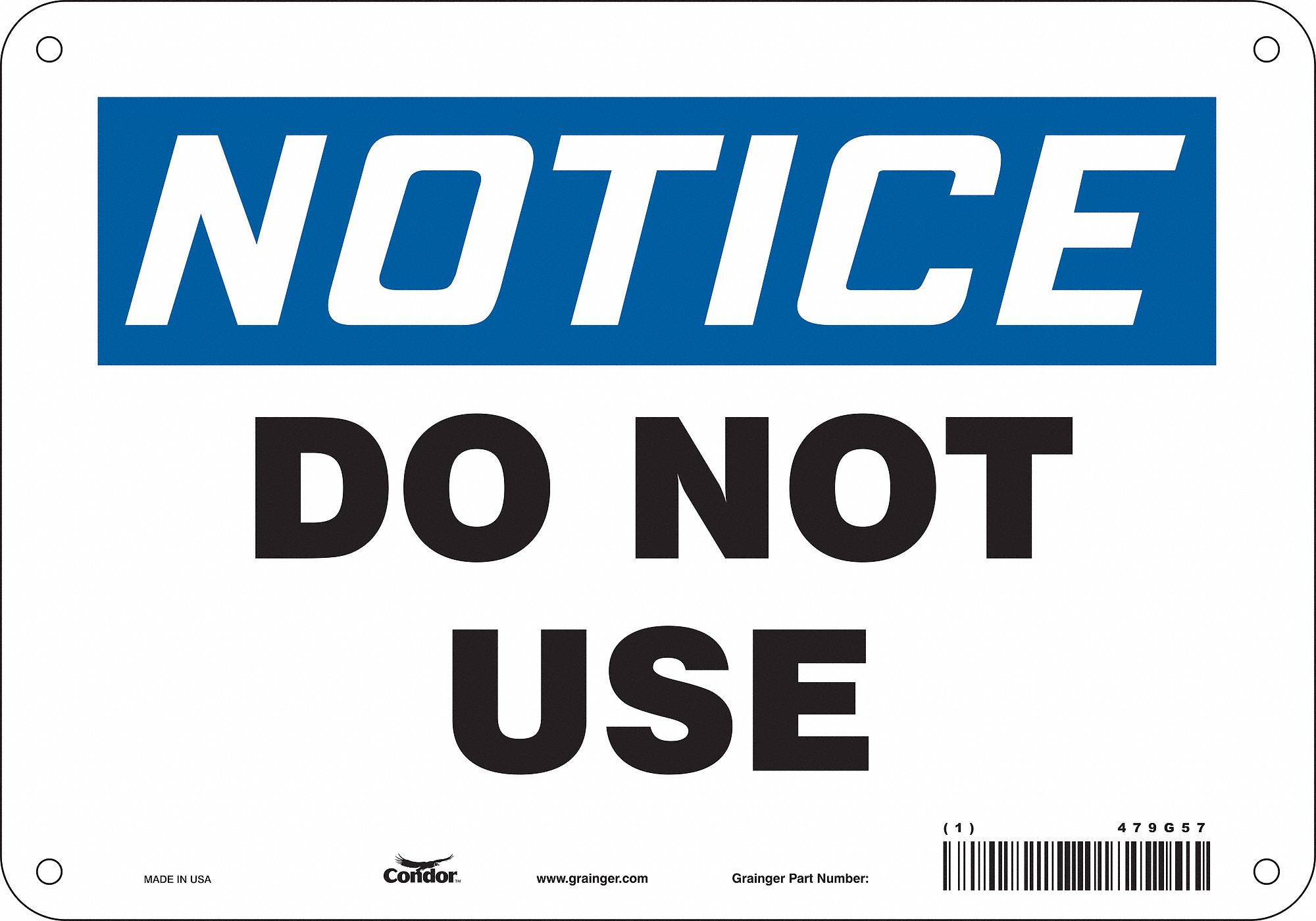 Aluminum, Mounting Holes Sign Mounting, Safety Sign - 479G57|479G57 ...