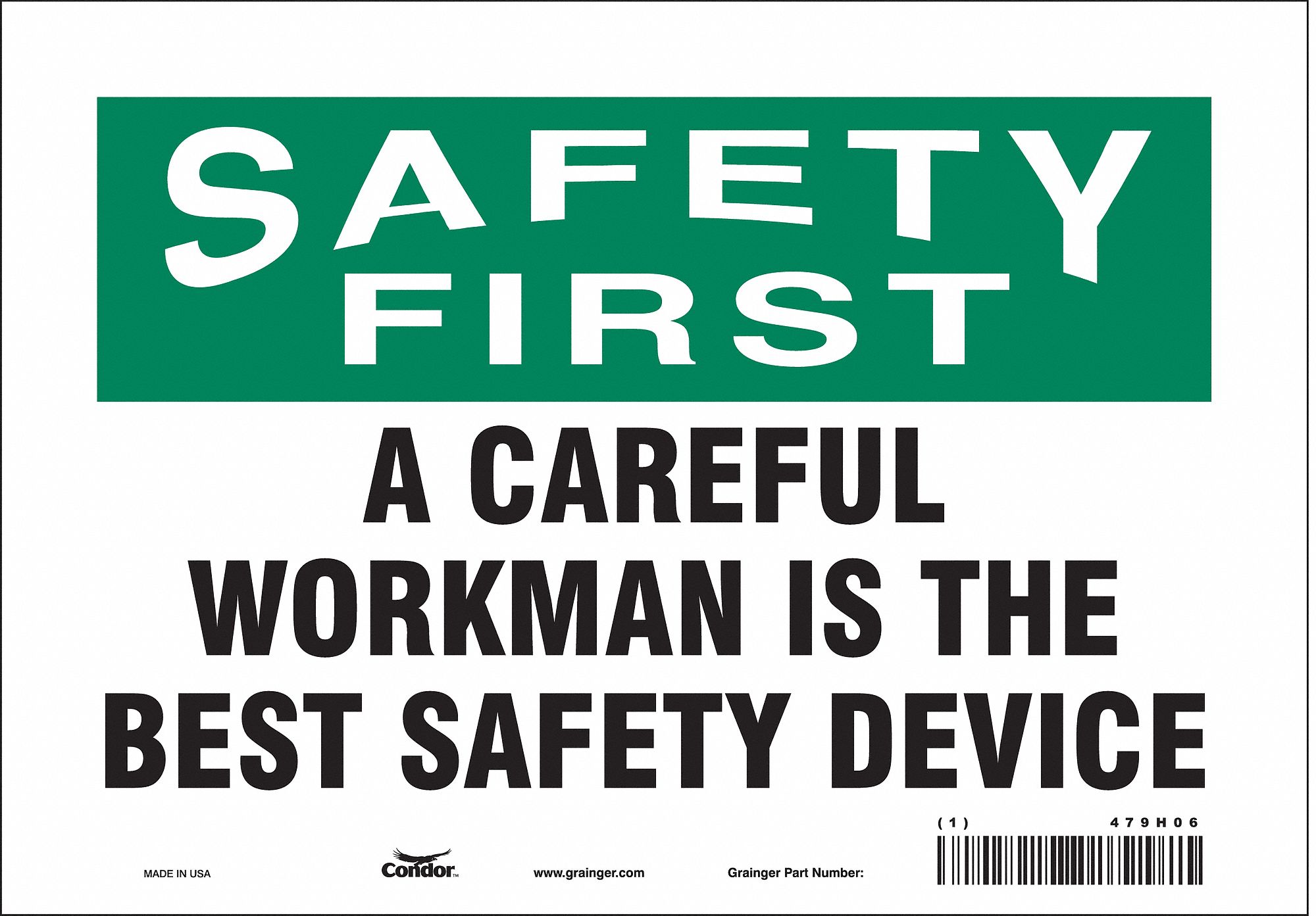 Vinyl, Adhesive Sign Mounting, Safety Sign - 479H06|479H06 - Grainger
