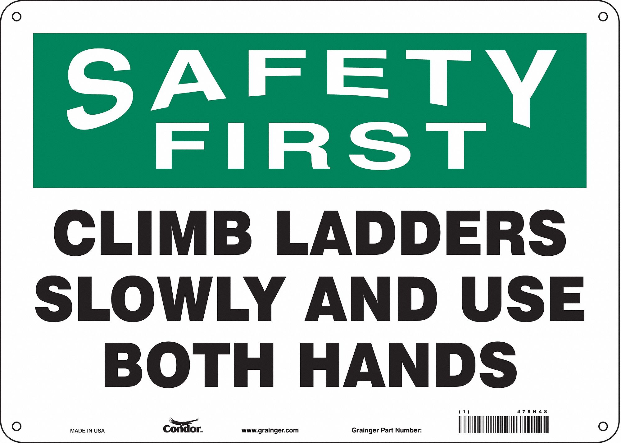 Polyethylene, Mounting Holes Sign Mounting, Safety Sign - 479H48|479H48 ...