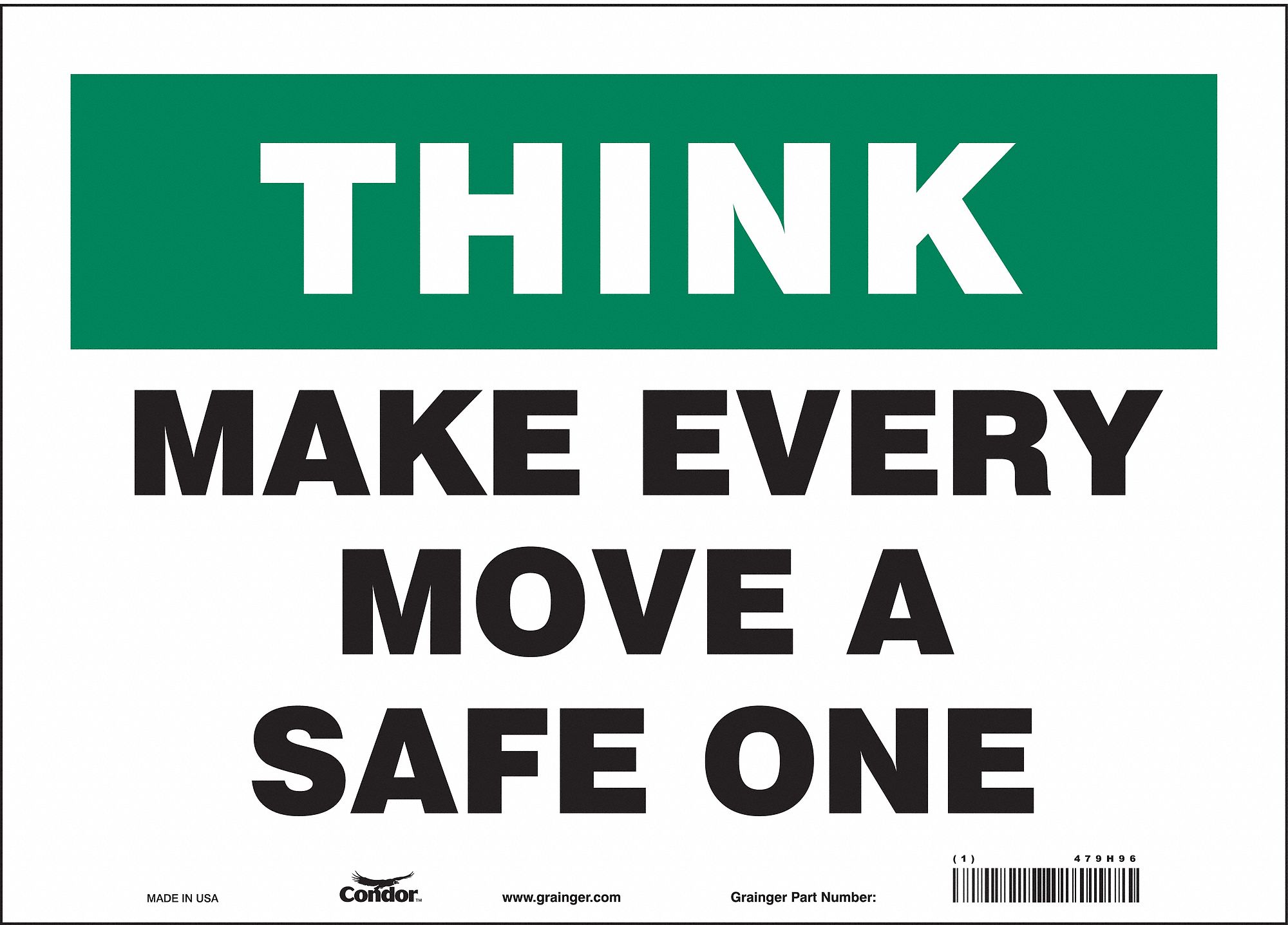 Vinyl, Adhesive Sign Mounting, Safety Sign - 479H96|479H96 - Grainger