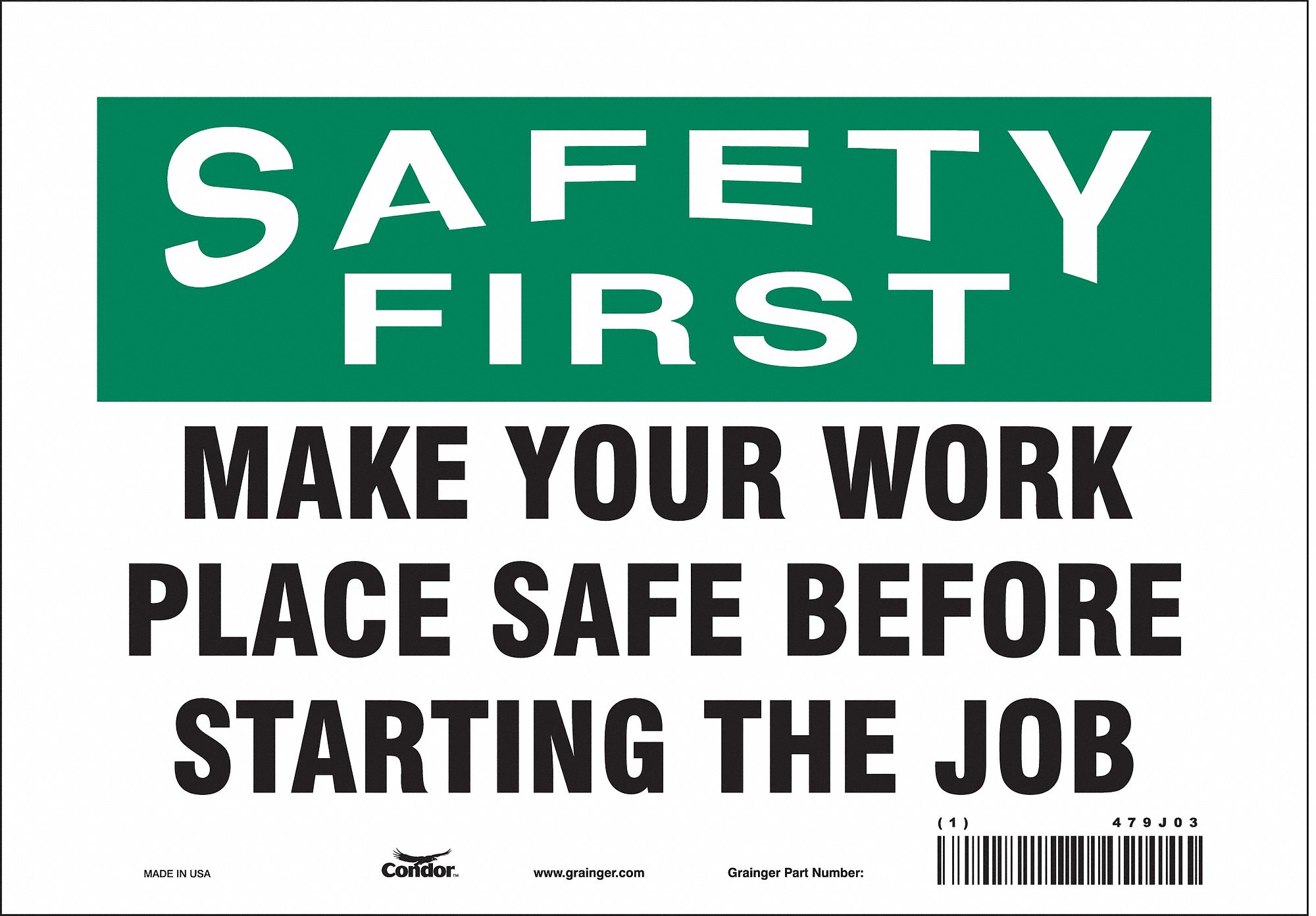 Vinyl, Adhesive Sign Mounting, Safety Sign - 479J03|479J03 - Grainger