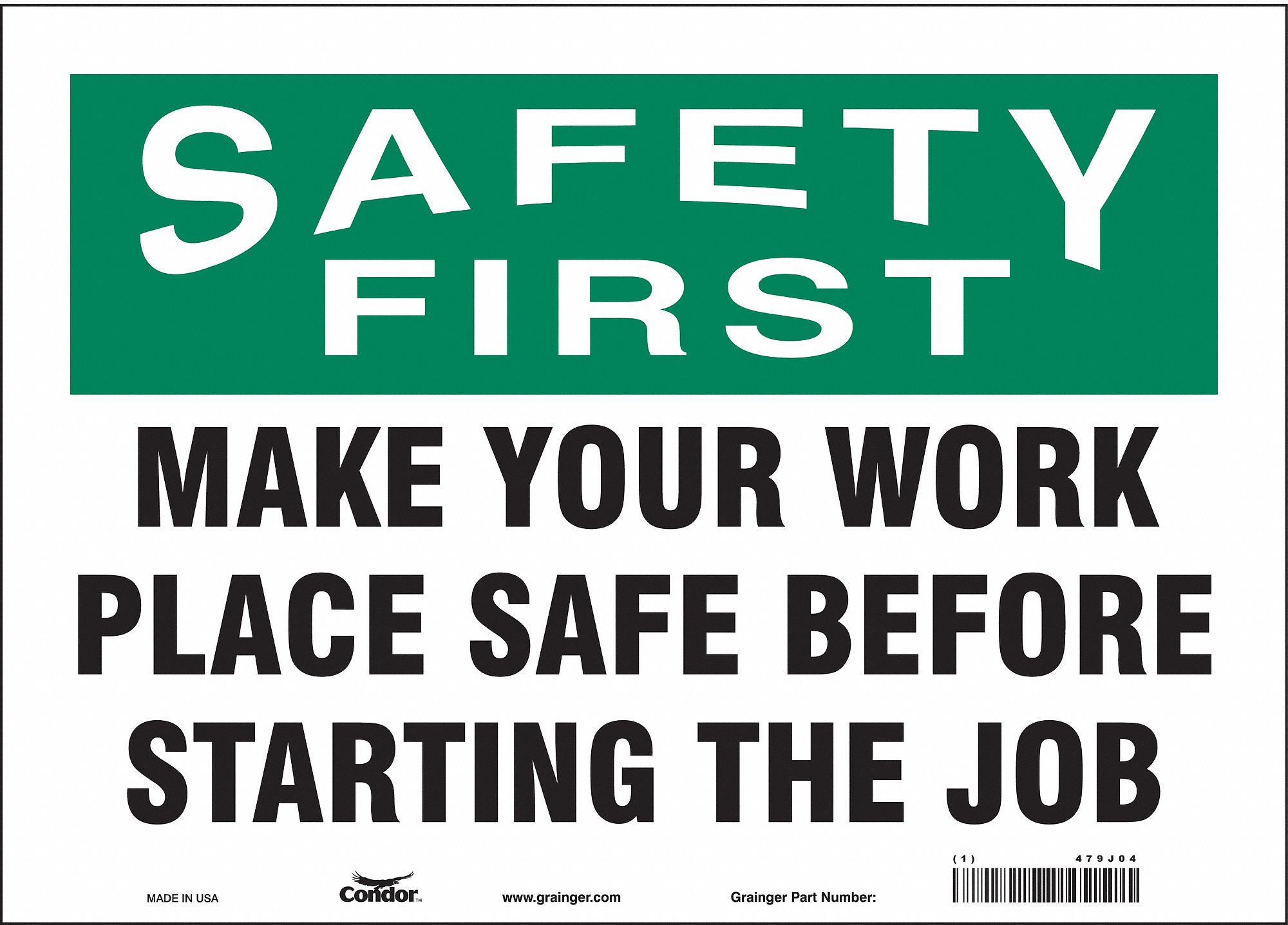 Vinyl, Adhesive Sign Mounting, Safety Sign - 479J04|479J04 - Grainger