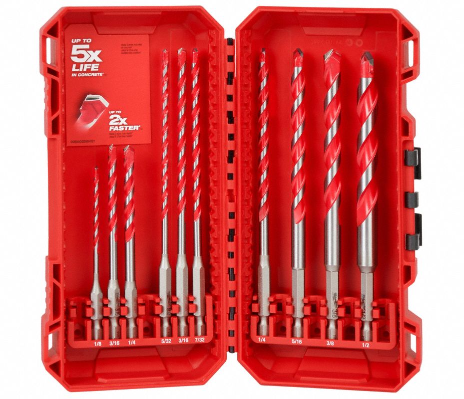 MILWAUKEE Juego de Brocas para Martillo Rotatorio, 5/32", 3/16", 1/4", 5/16", 3/8", 1/2 ...