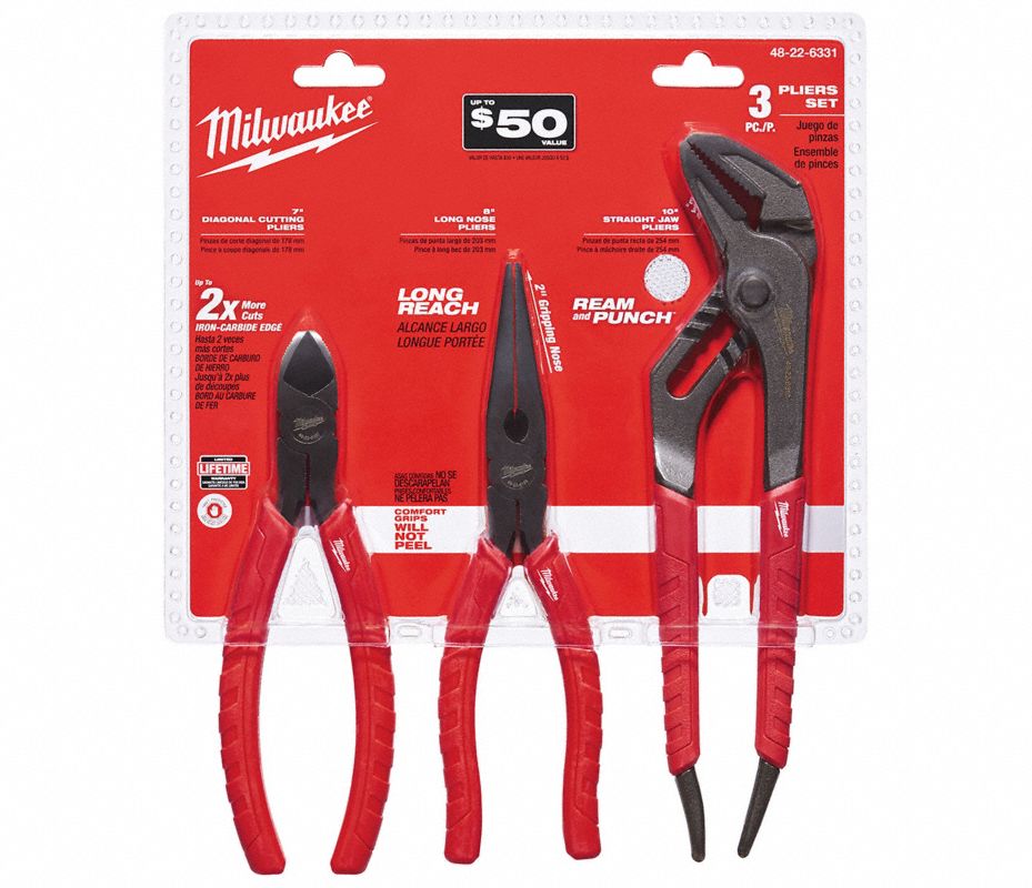 MILWAUKEE Juego de Pinzas Surtidas, 3PZA - 800ZU2 | 48-22-6331 ...