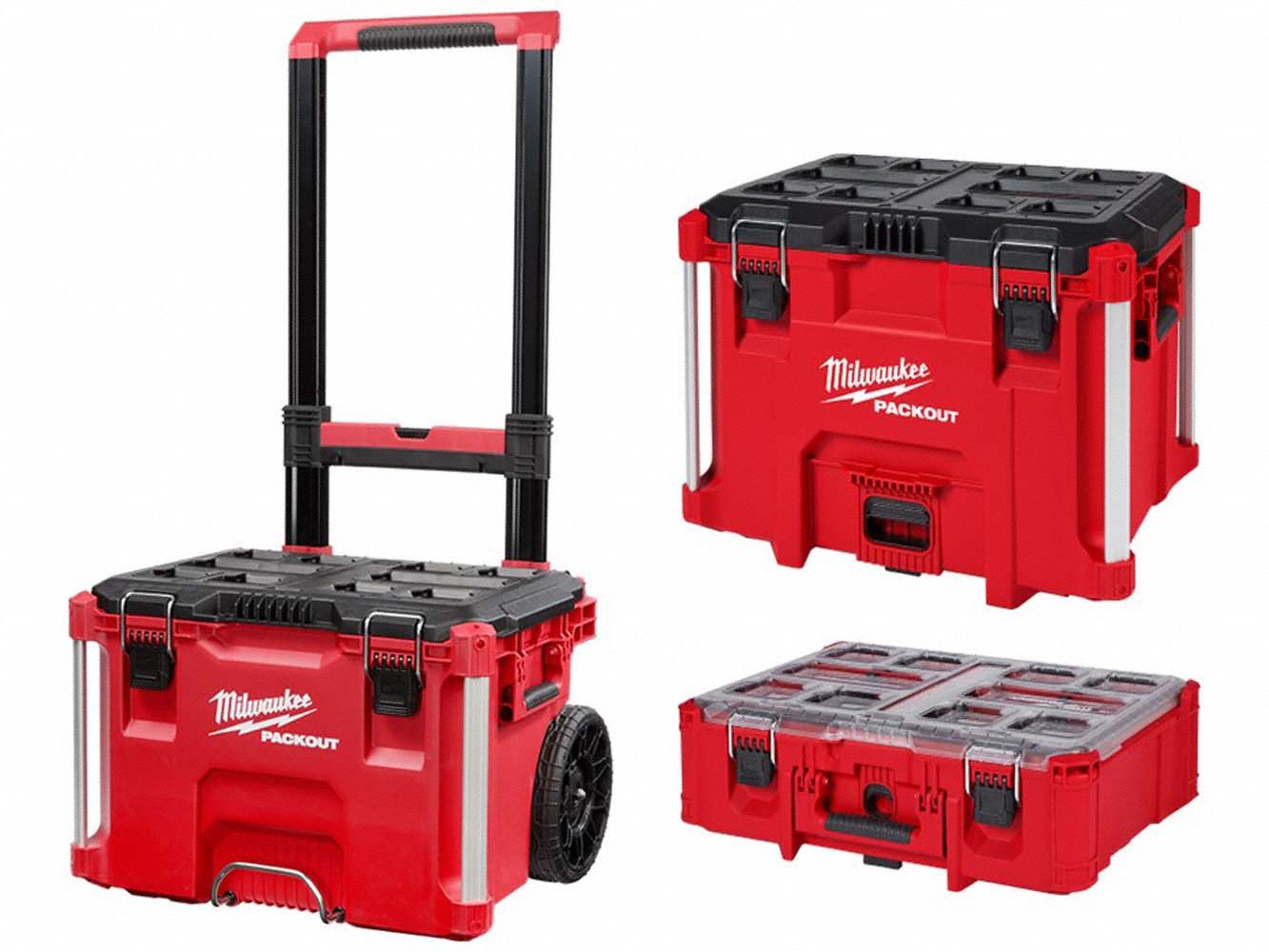 MILWAUKEE PACKOUT, Polymer, Black/Red, Tool Box - 388TR1|48-22-8426,48 ...