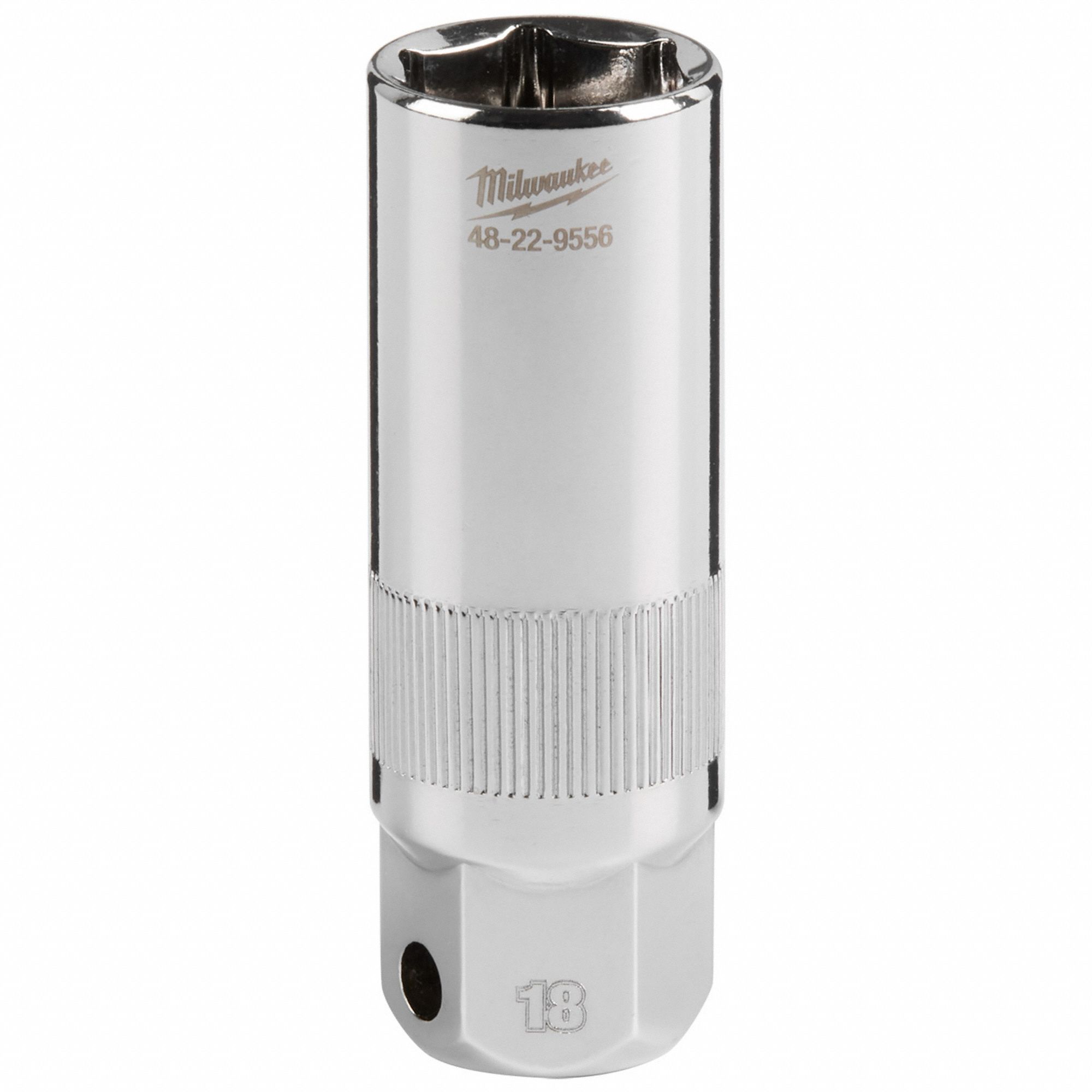 MILWAUKEE, 3/8 in Drive Size, 18 mm Socket Size, Spark Plug Socket ...