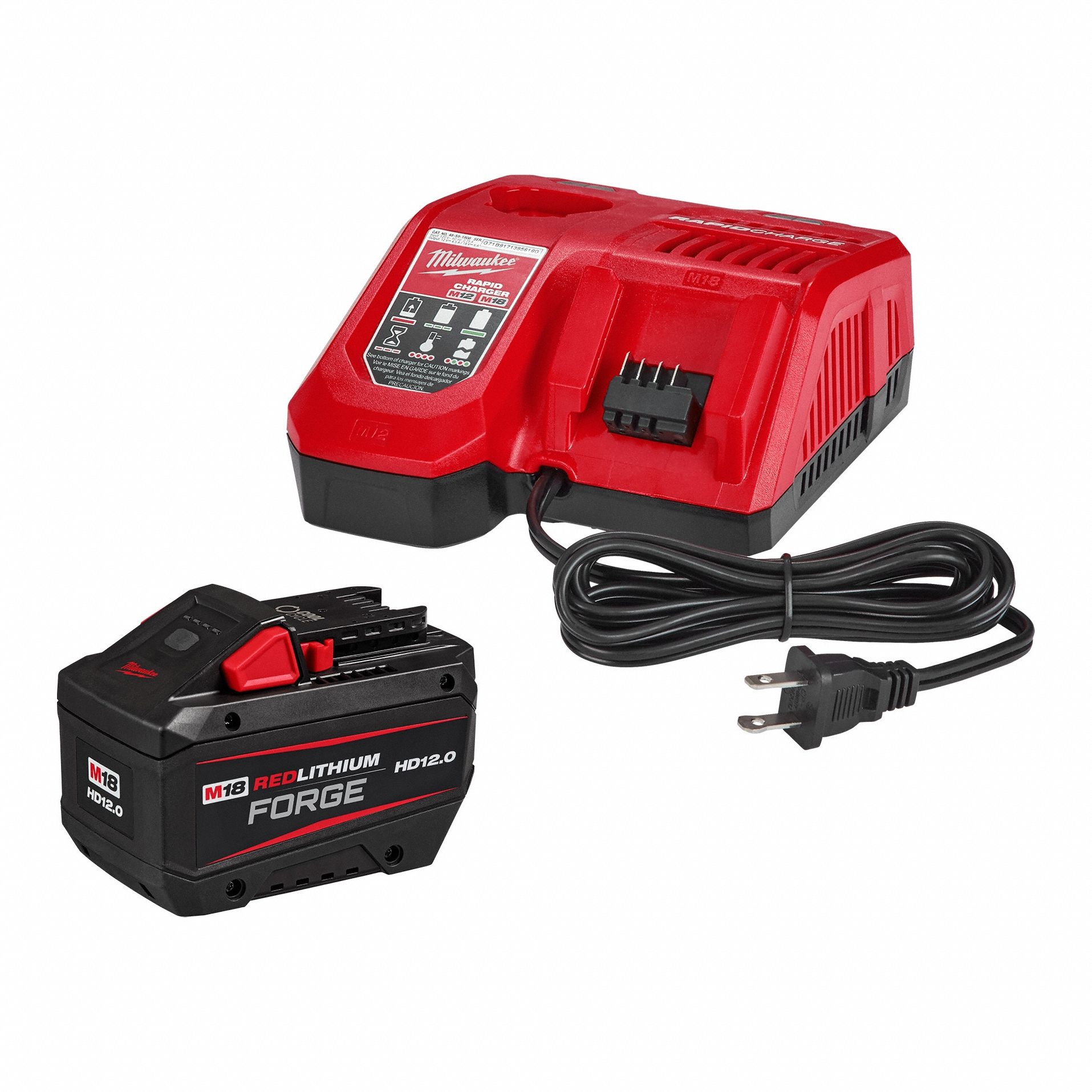 MILWAUKEE, M18™, 12 Ah, Battery and Charger Kit - 829T17|48-59-1300 ...