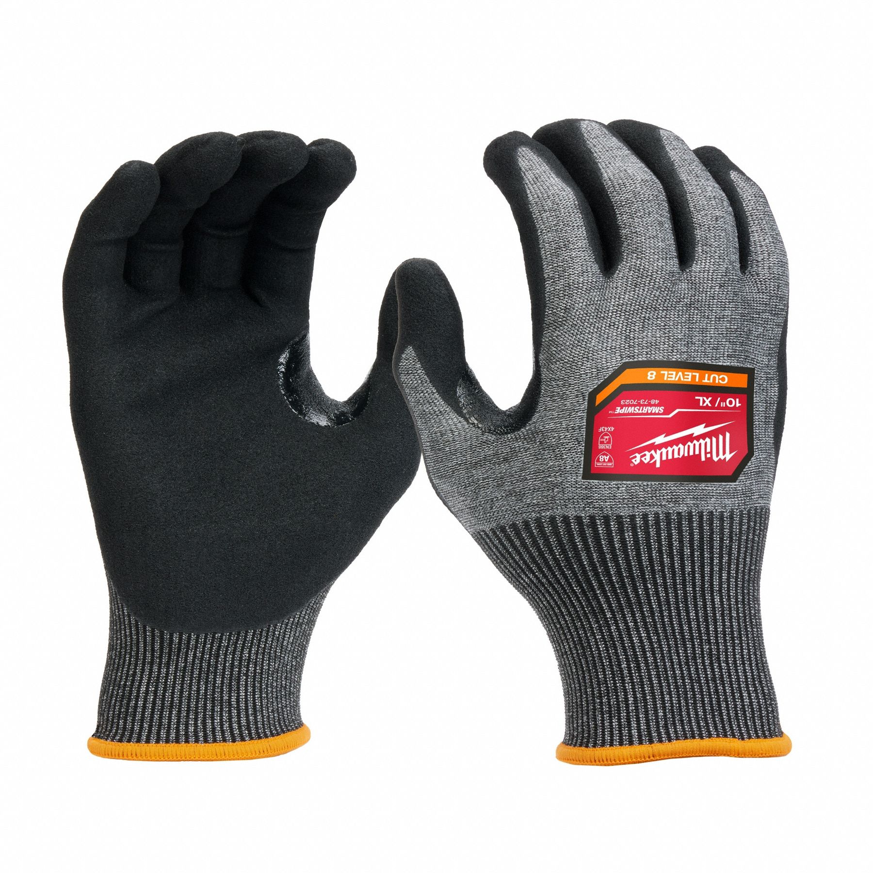MILWAUKEE, XL ( 10 ), ANSI Cut Level A8, Cut Protection Dipped Gloves - 800XD6|48-73-7023B ...