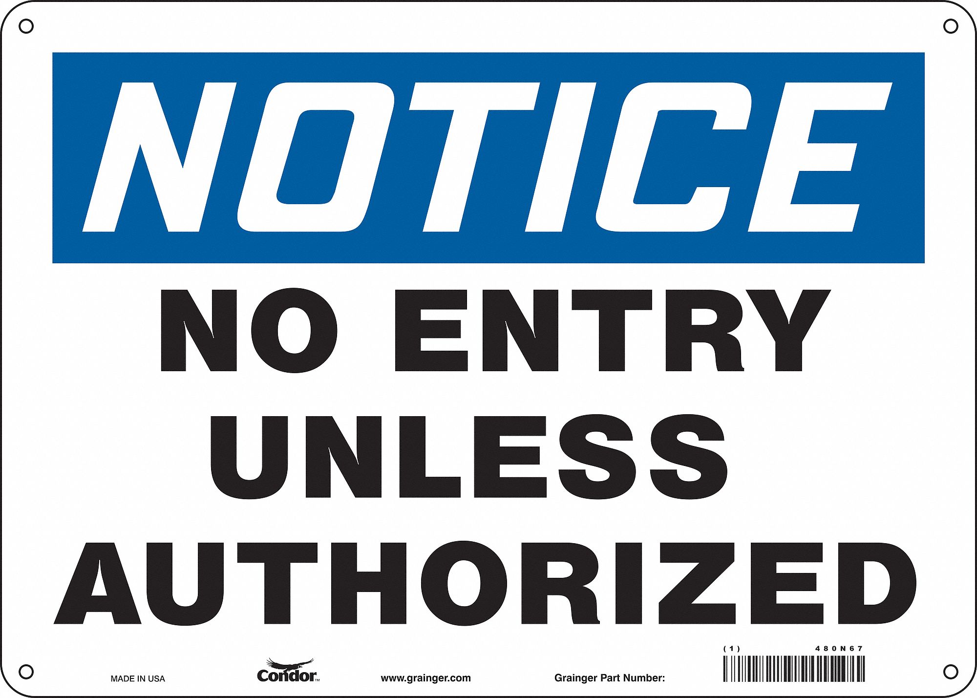 Aluminum, Mounting Holes Sign Mounting, Safety Sign - 480N67|480N67 ...