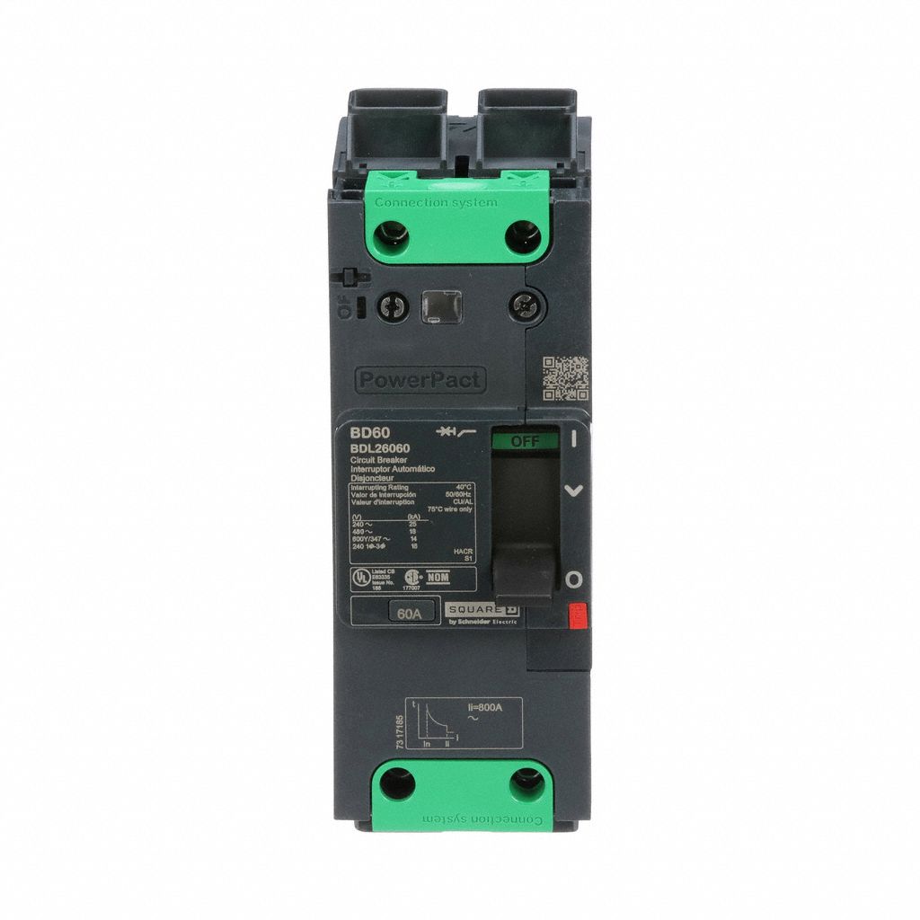 60 A Amps, 25kA at 277/408V AC, Molded Case Circuit Breaker - 482D16|BDL26060 - Grainger