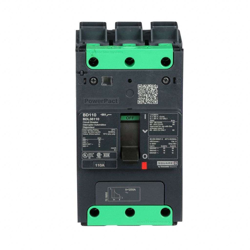 110 A Amps, 25kA at 277/408V AC, Molded Case Circuit Breaker - 482D56 ...