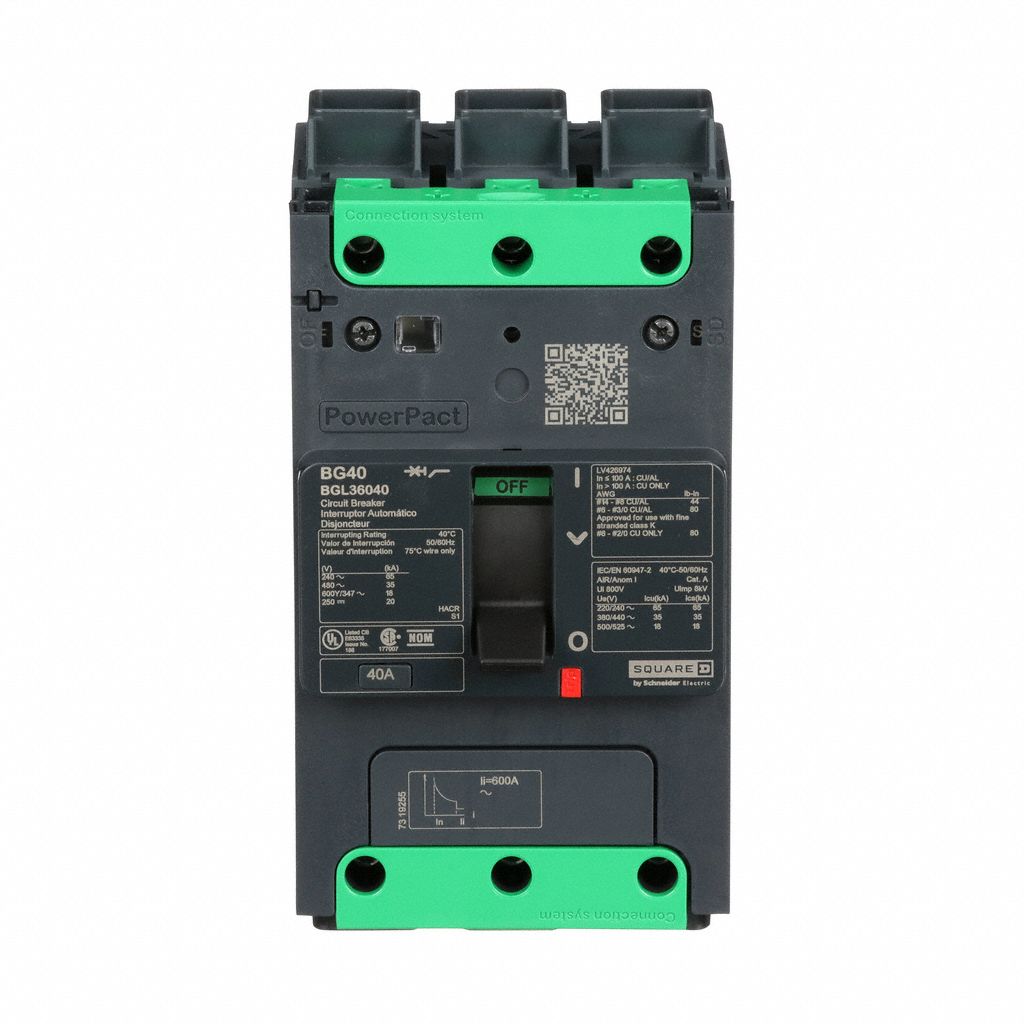 40 A Amps, 100kA at 240V AC, Molded Case Circuit Breaker - 482G06 ...