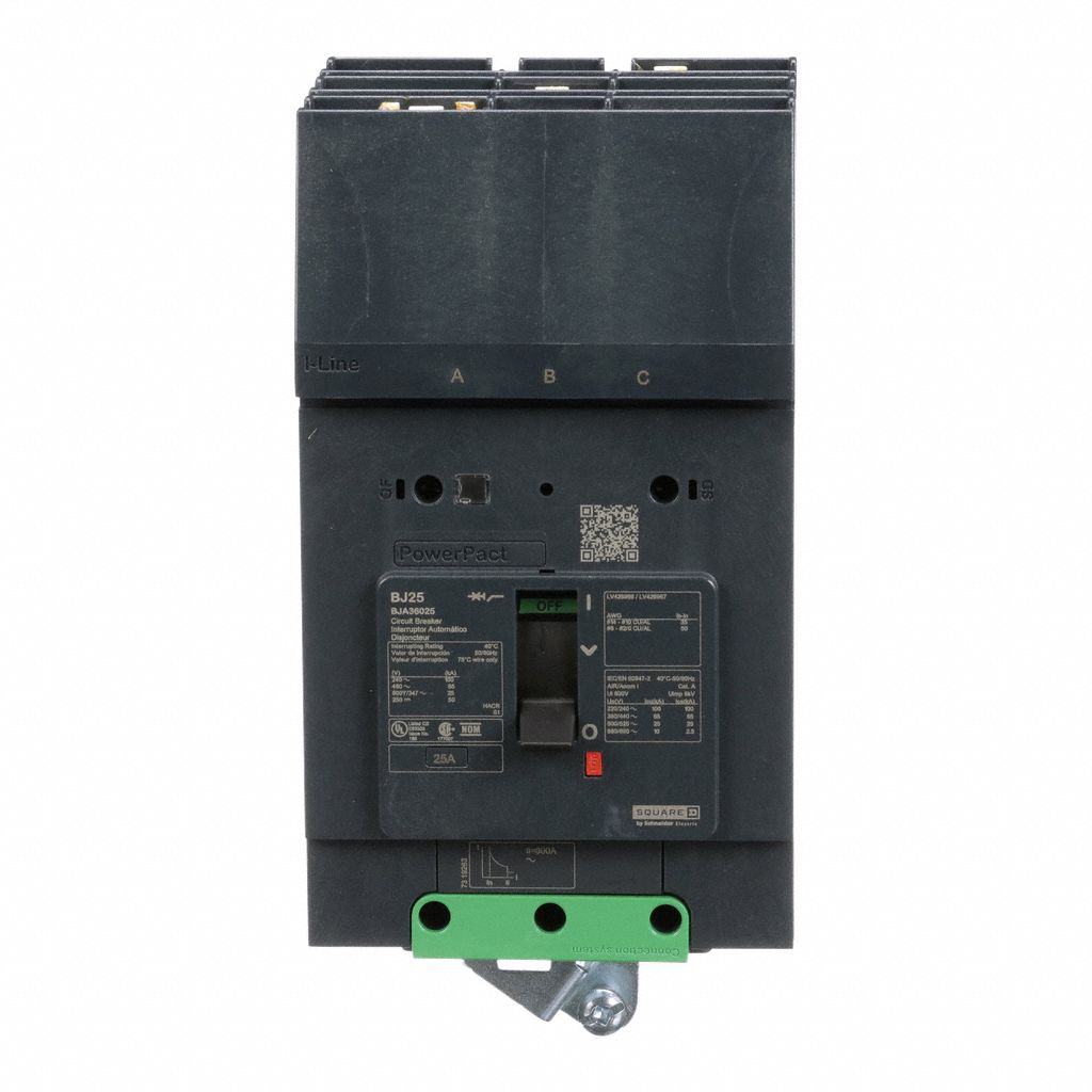 25 A Amps, 100kA at 120/240V AC, Molded Case Circuit Breaker - 482G58 ...