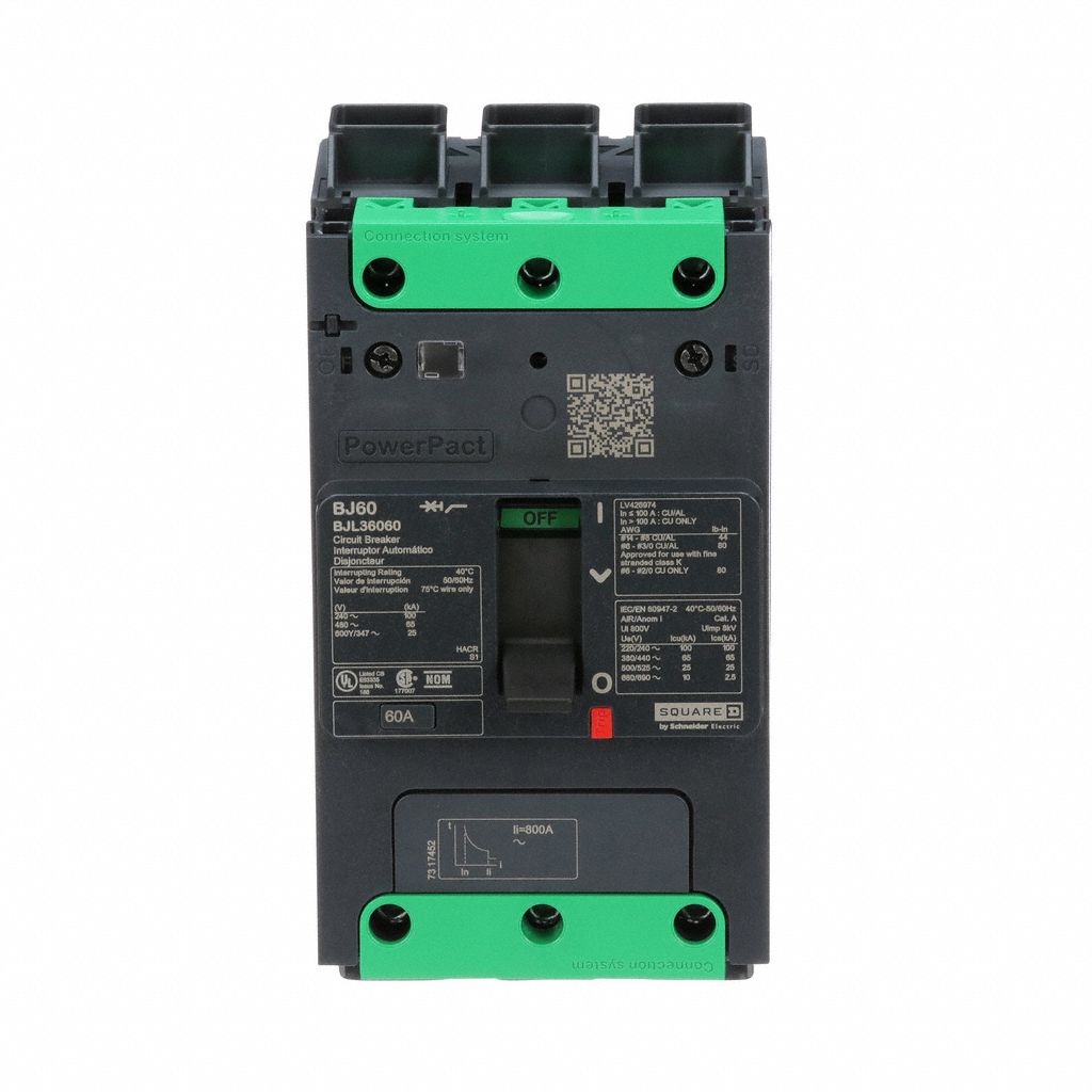 60 A Amps, 100kA at 120/240V AC, Molded Case Circuit Breaker - 482H33|BJL36060 - Grainger