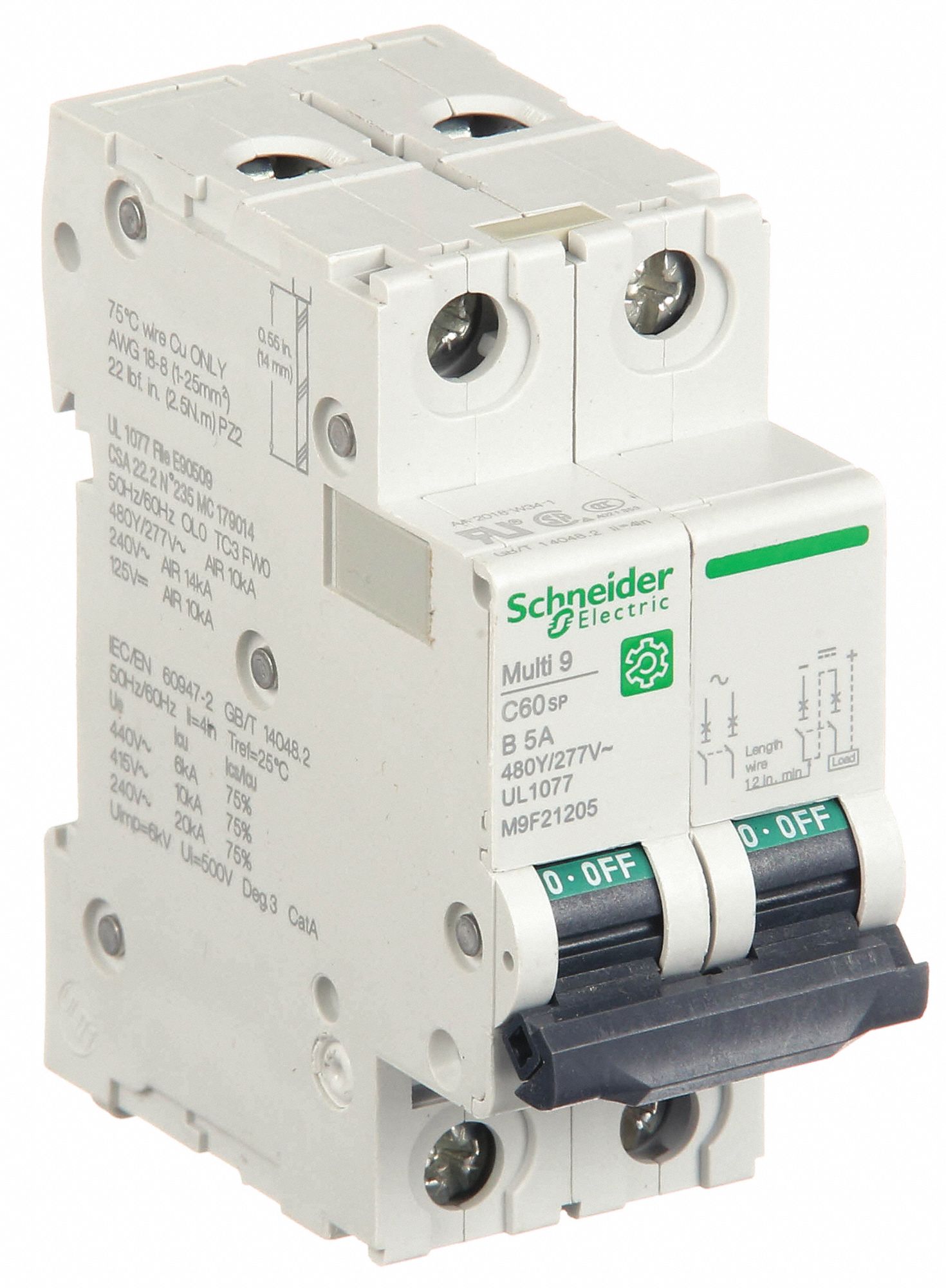 SCHNEIDER ELECTRIC, 5 A Amps, 14kA at 240V AC, IEC Supplementary ...