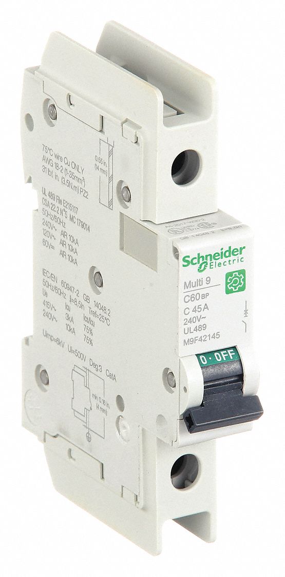 SCHNEIDER ELECTRIC, 45 A Amps, 60V DC, IEC Miniature Circuit Breaker ...
