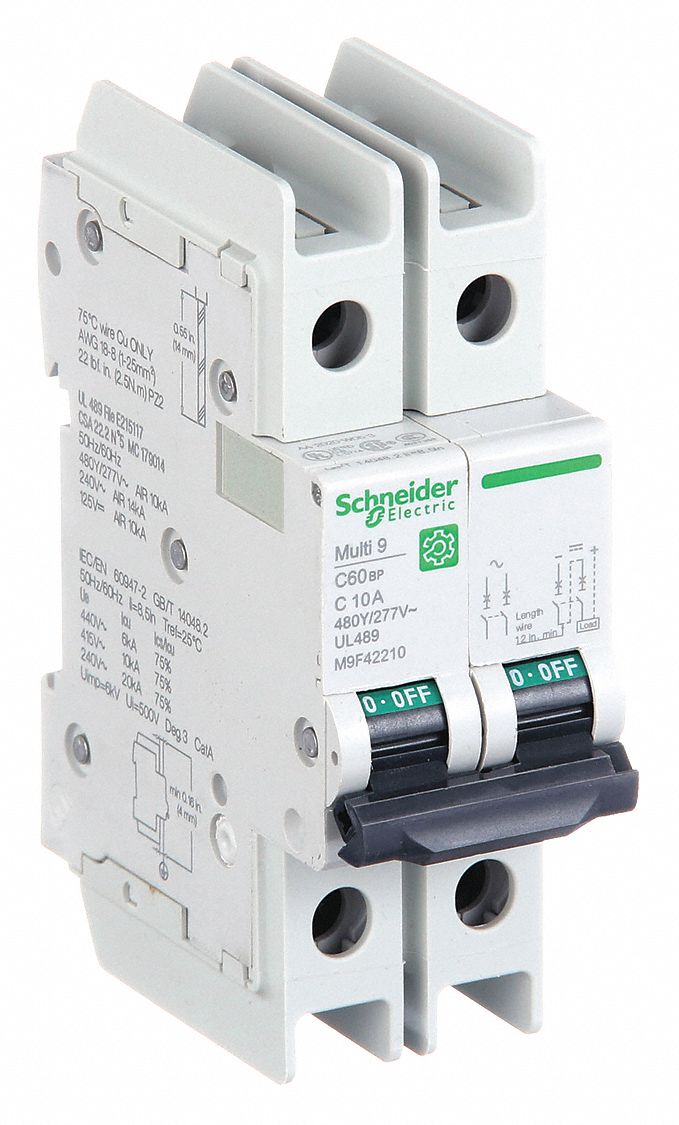 SCHNEIDER ELECTRIC, 10 A Amps, 14kA at 120/240V AC, IEC Miniature ...