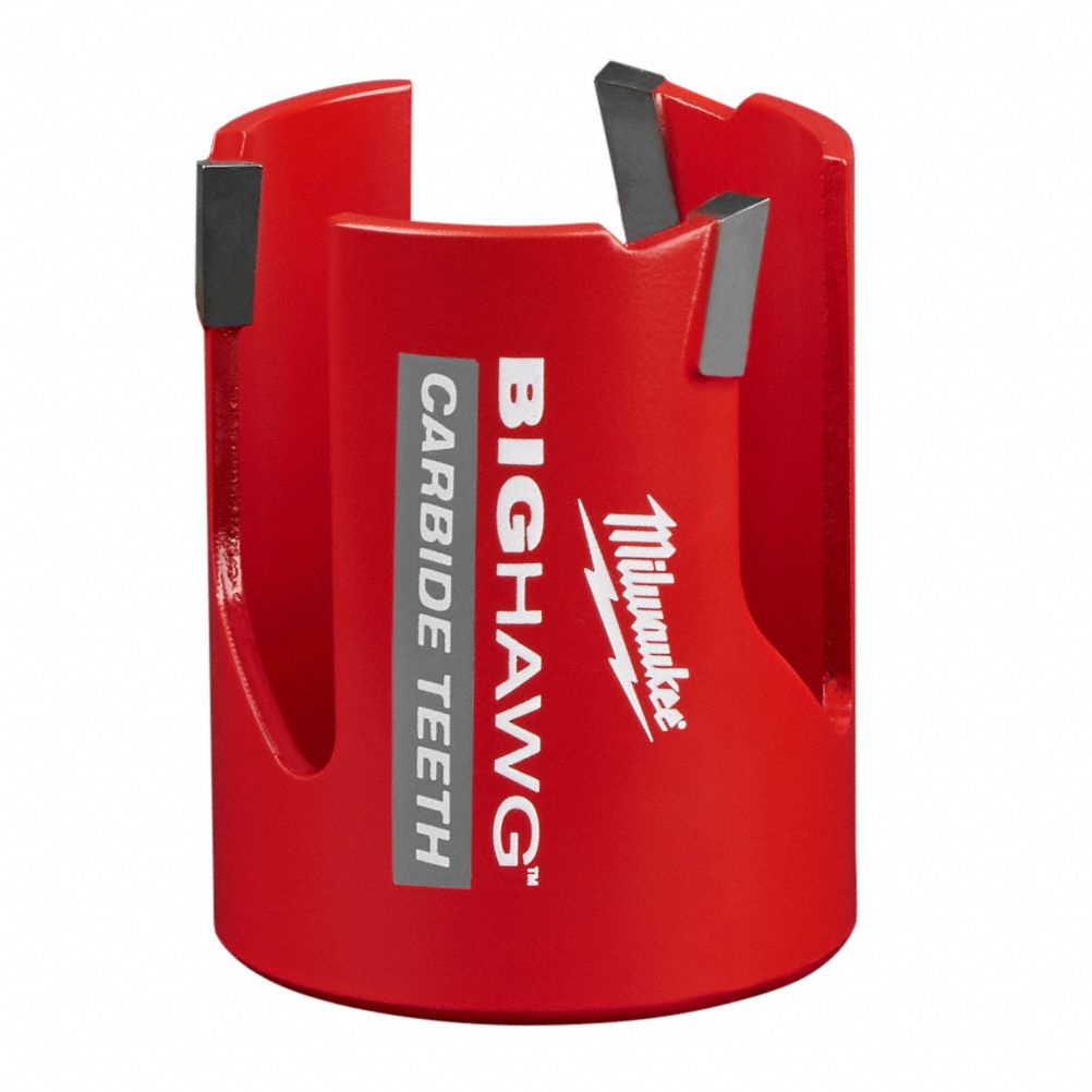 MILWAUKEE Hole Cutter: 2 1/8 in Saw Dia., 3 Teeth, 2 1/8 in Max. Cutting Dp, 5/8"-18 Thread Size ...