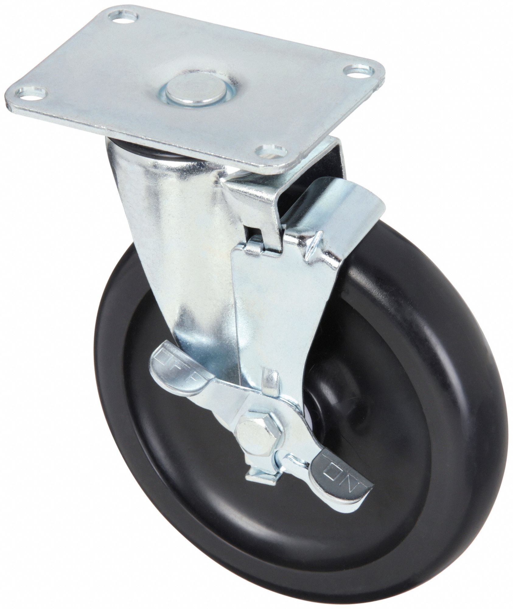 Swivel, Side Brake, Plate Caster - 483N47|P12S-PB040D-P2-WB - Grainger