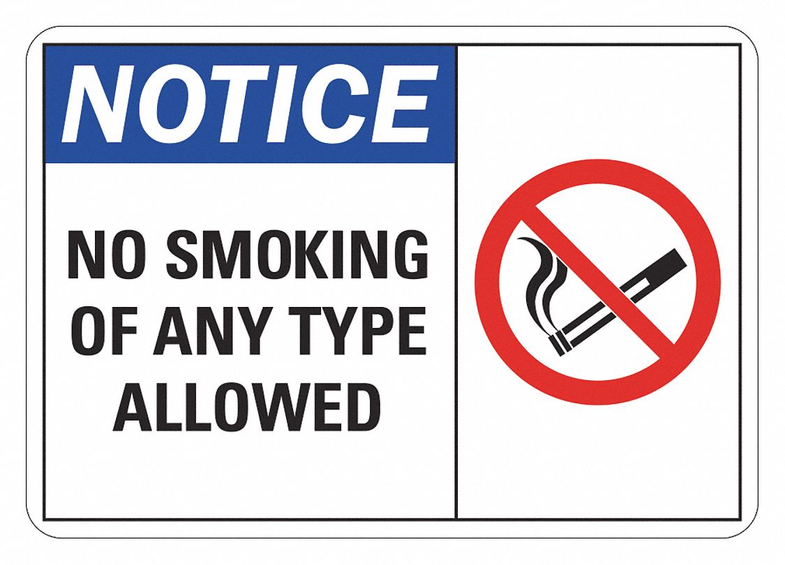 Non-PVC Polymer, Adhesive Sign Mounting, No Smoking Sign - 484H68|LCU1 ...