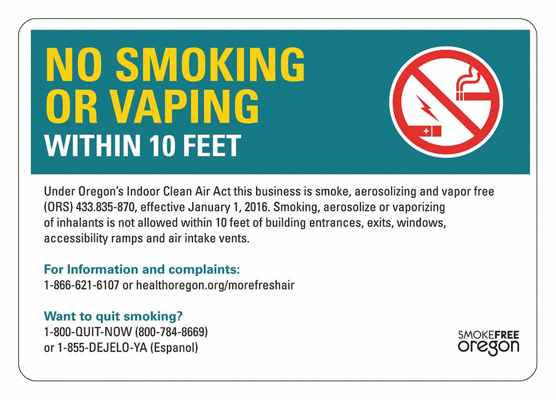 Non-PVC Polymer, Adhesive Sign Mounting, No Smoking Sign - 484H91|LCU1 ...