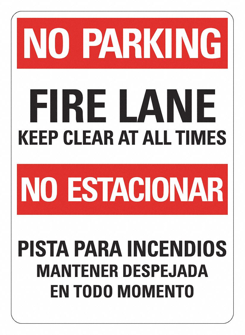 Plastic, 14 in x 10 in Nominal Sign Size, Plastic Fire lane Sign ...