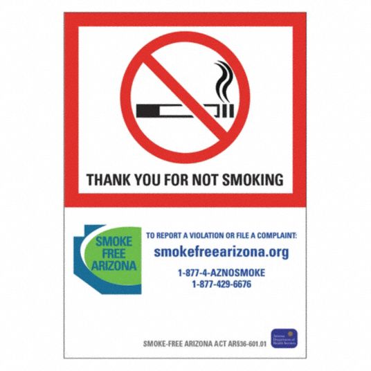 Aluminum, Mounting Holes Sign Mounting, Reflective No Smoking Sign ...
