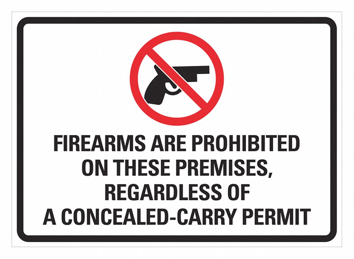 Polyester, Adhesive Sign Mounting, Weapons Label - 484L57|400028 - Grainger