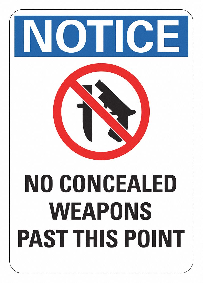 Aluminum, Mounting Holes Sign Mounting, Reflective Weapons Notice Sign ...