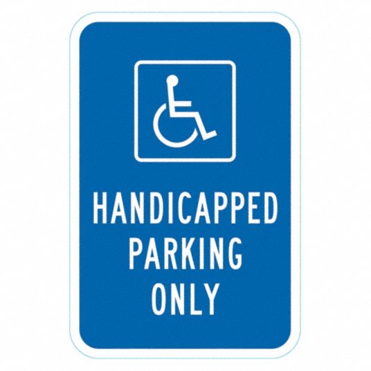 18 in x 12 in Nominal Sign Size, Aluminum, Handicap Sign - 484M70|T1 ...
