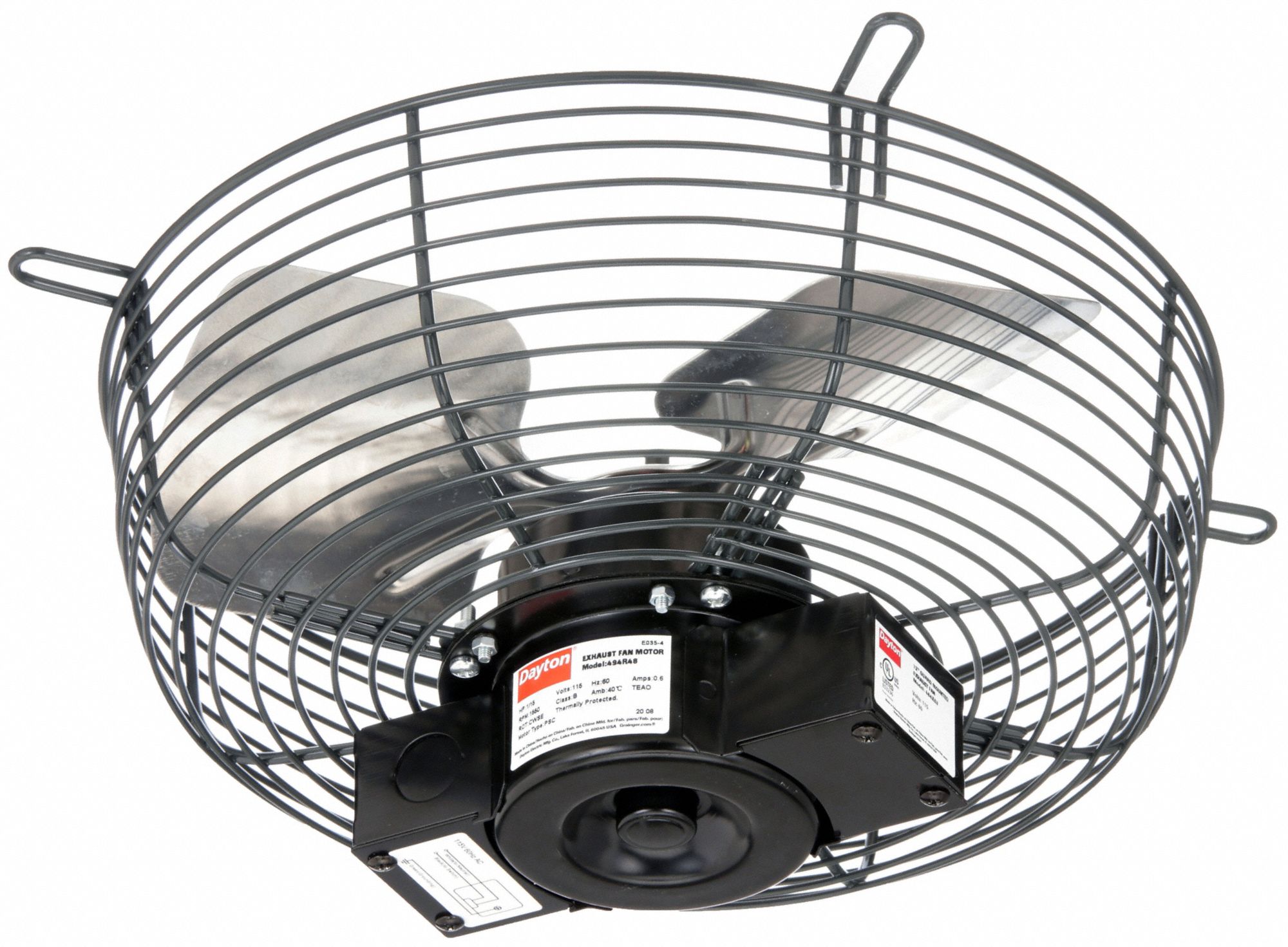 DAYTON Guard-Mounted Exhaust Fan: 12 in Blade, 1/15 hp, Totally ...