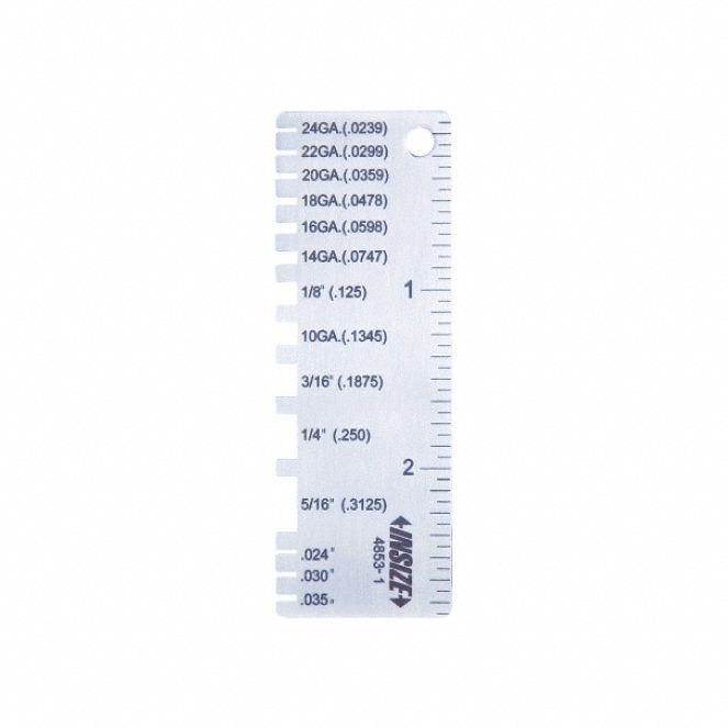 INSIZE, Sheet Thick Gauge, 0.0239 in Decimal Inches Measured - Min, Sheet Mental Thickness Gage ...