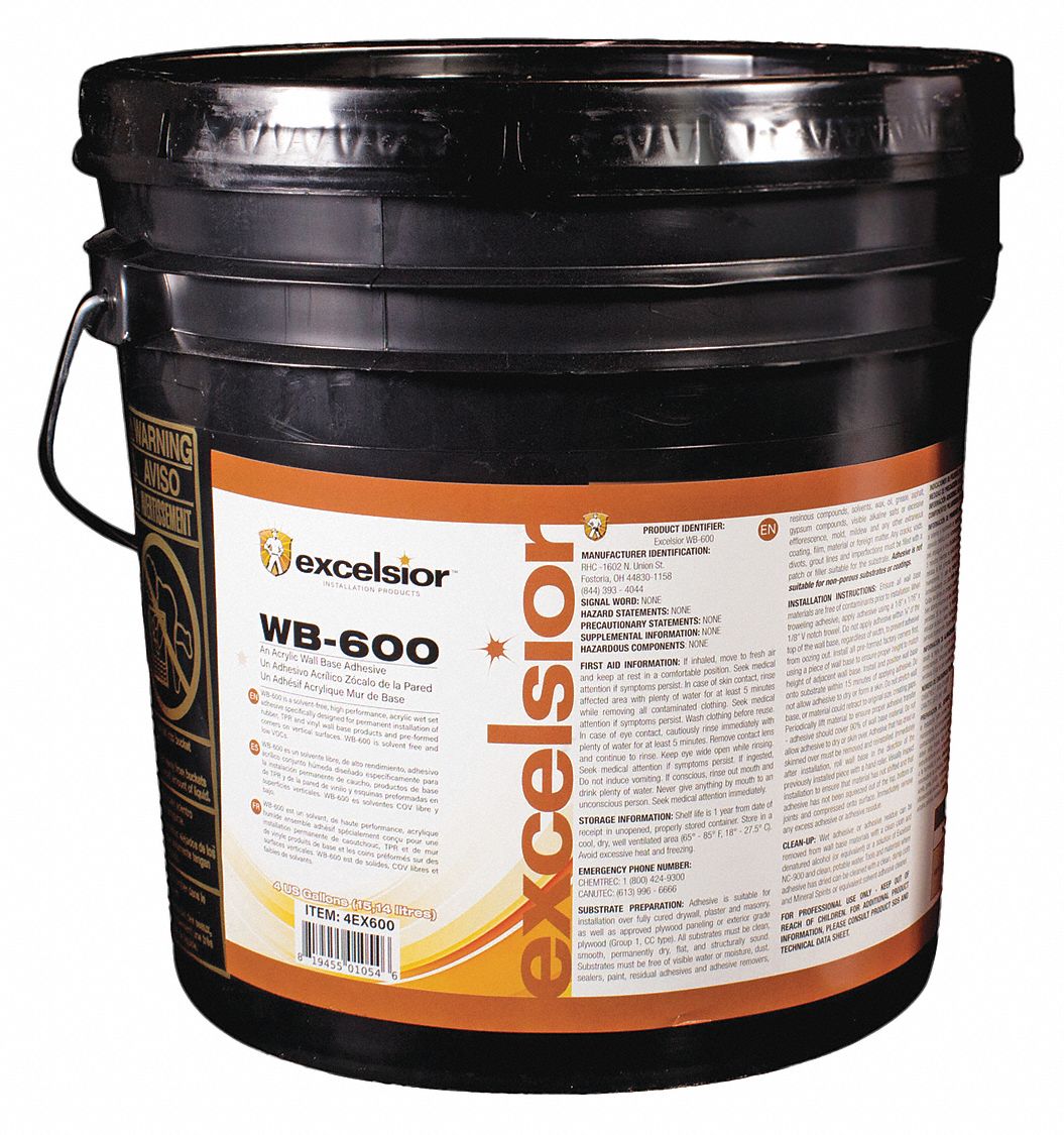 7 39/64 in x 7 1/2 in Acrylic Wall Base Adhesive, Beige - Grainger