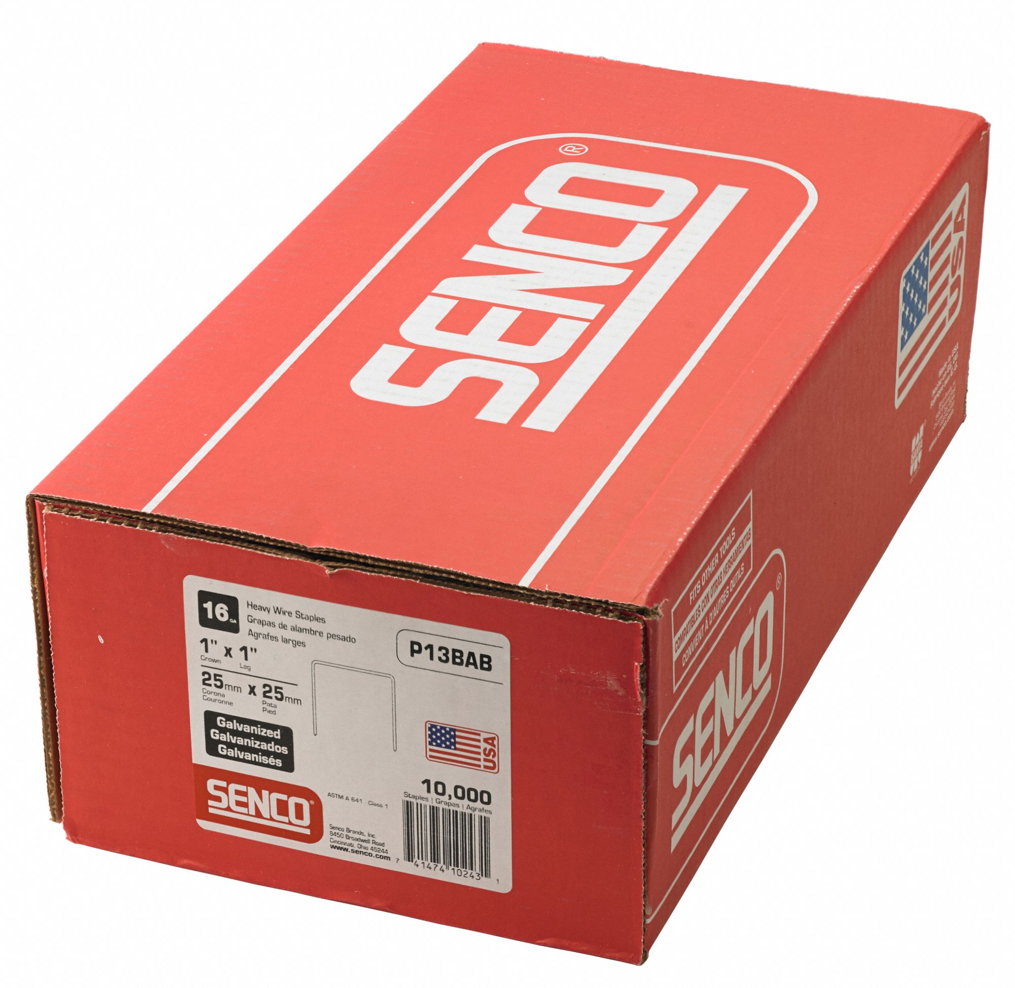 SENCO Staples, Staples, 16 ga Gauge, 1 in Length, Steel, Galvanized ...