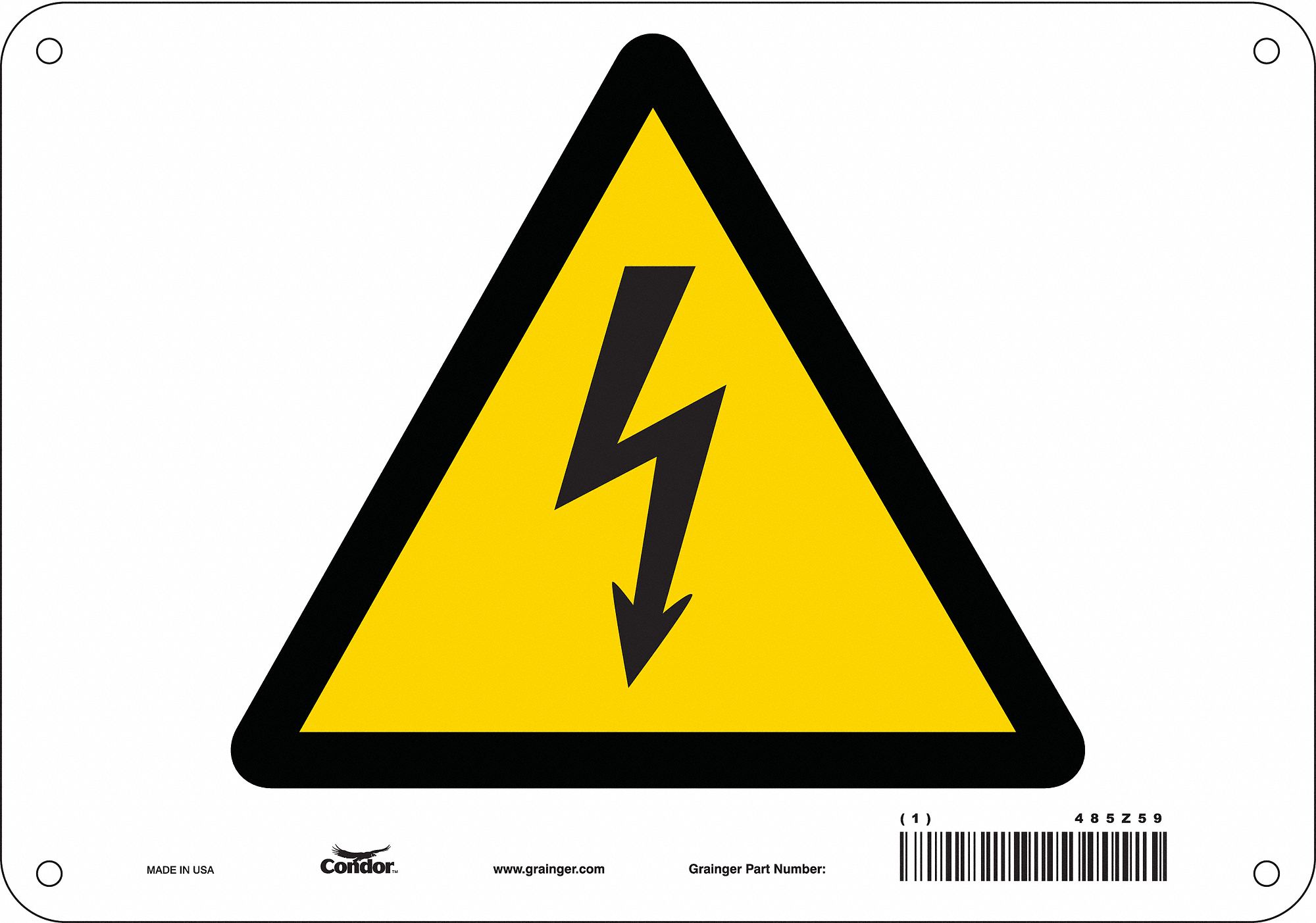 Aluminum, Mounting Holes Sign Mounting, Safety Sign - 485Z59|485Z59 ...