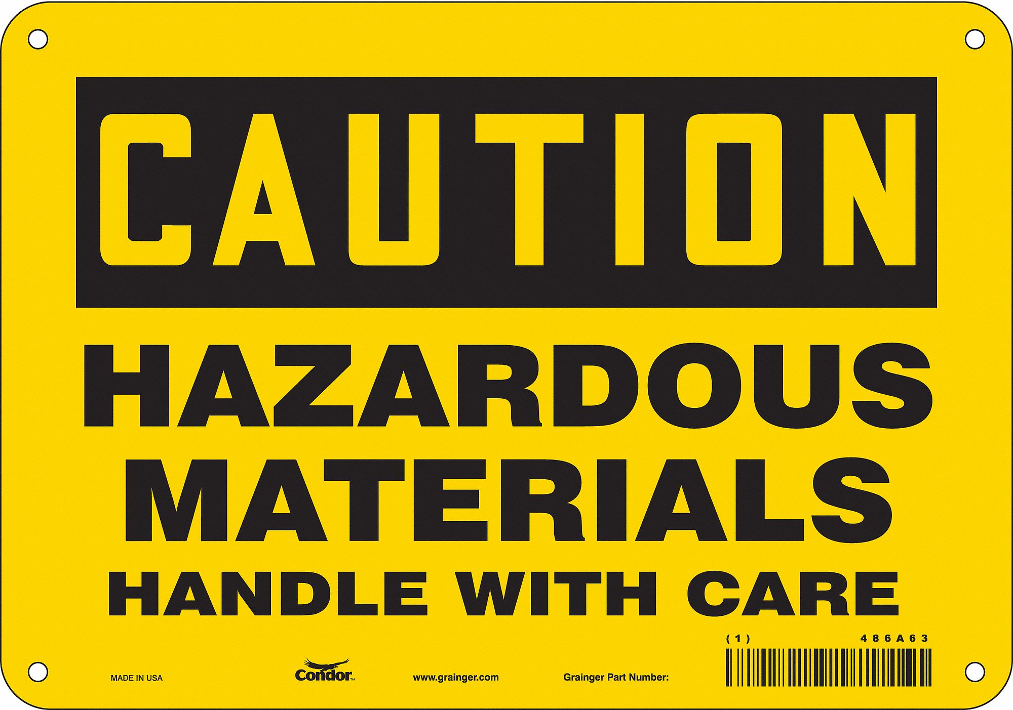 Aluminum, Mounting Holes Sign Mounting, Safety Sign - 486A63|486A63 ...