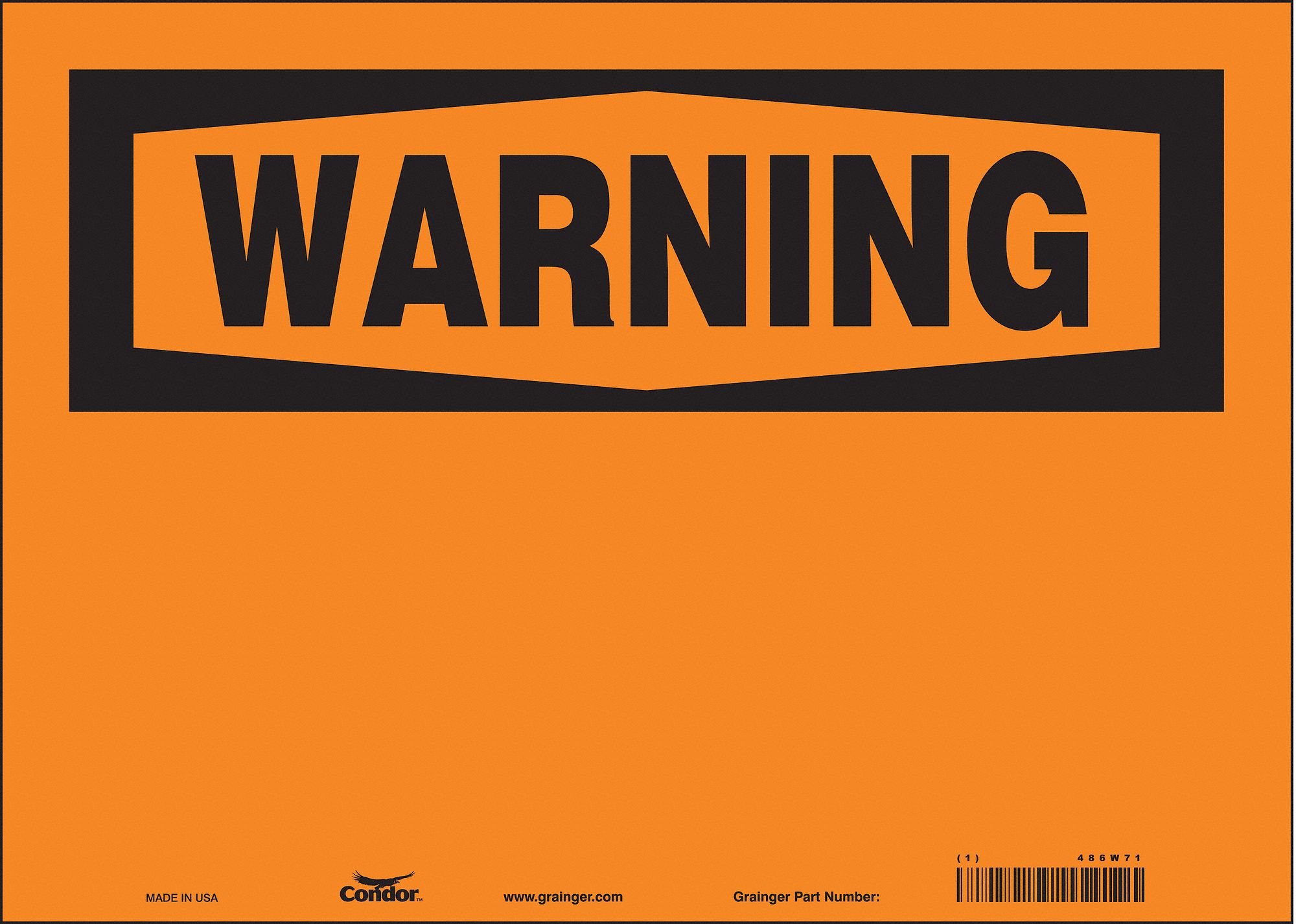 CONDOR Safety Sign, Sign Format Traditional OSHA, Orange, Sign Header ...