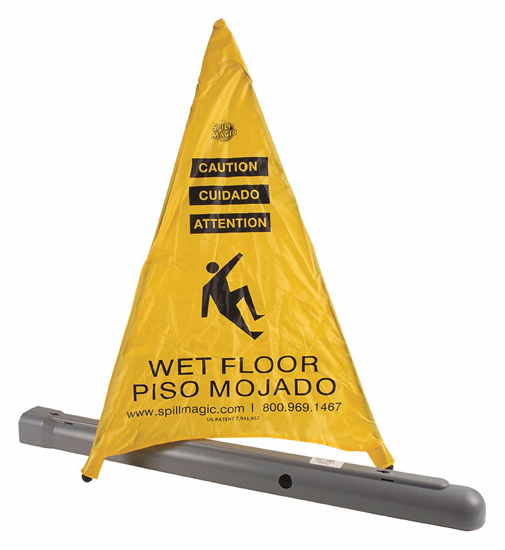 Nylon, 32 3/4 in x 3 in x 3 in Nominal Sign Size, Pop Up Safety Cone ...